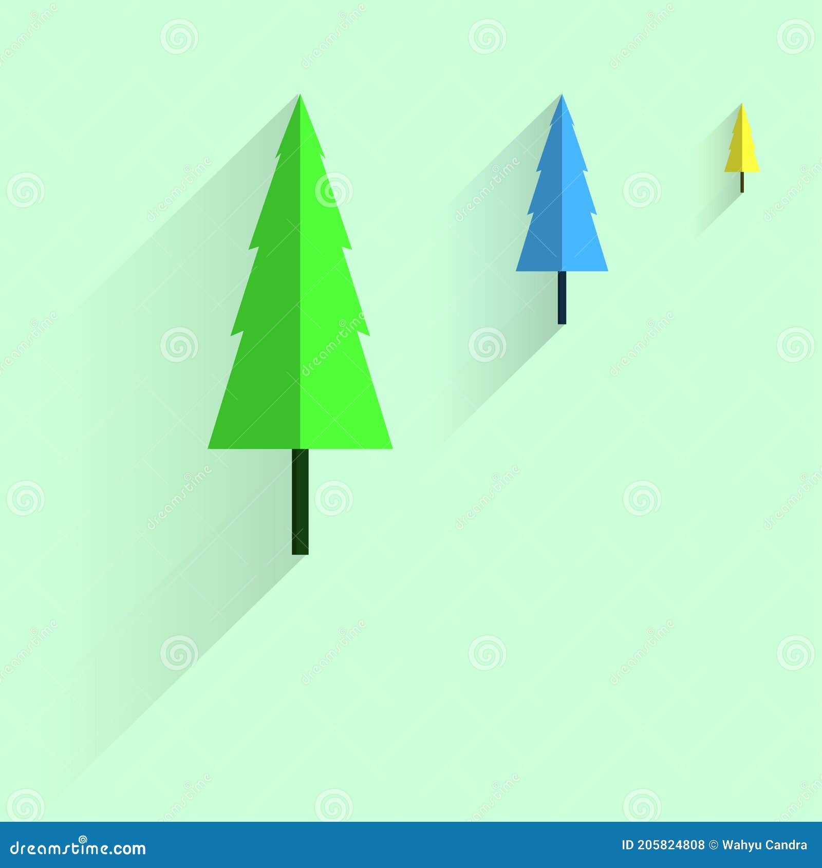 Flat and Minimal Tree Design with Different Color Stock Vector ...
