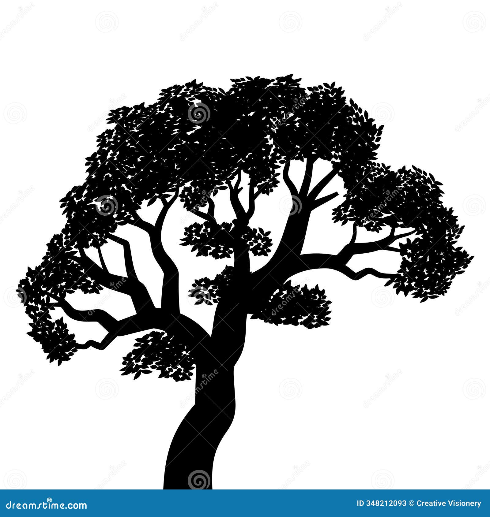 Flat Minimalist Tree Silhouette Stock Vector - Illustration of nature ...
