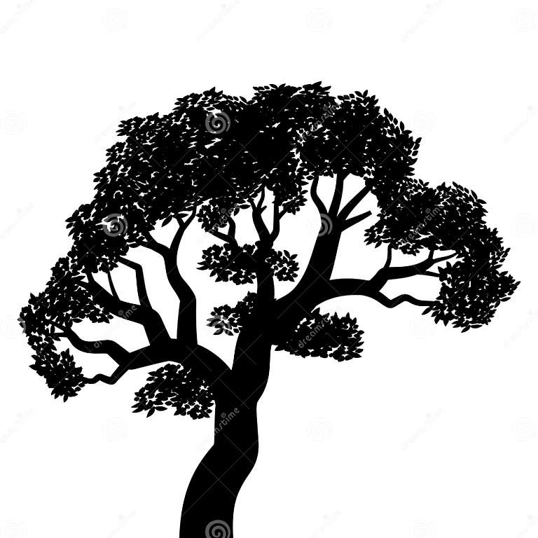 Flat Minimalist Tree Silhouette Stock Vector - Illustration of nature ...