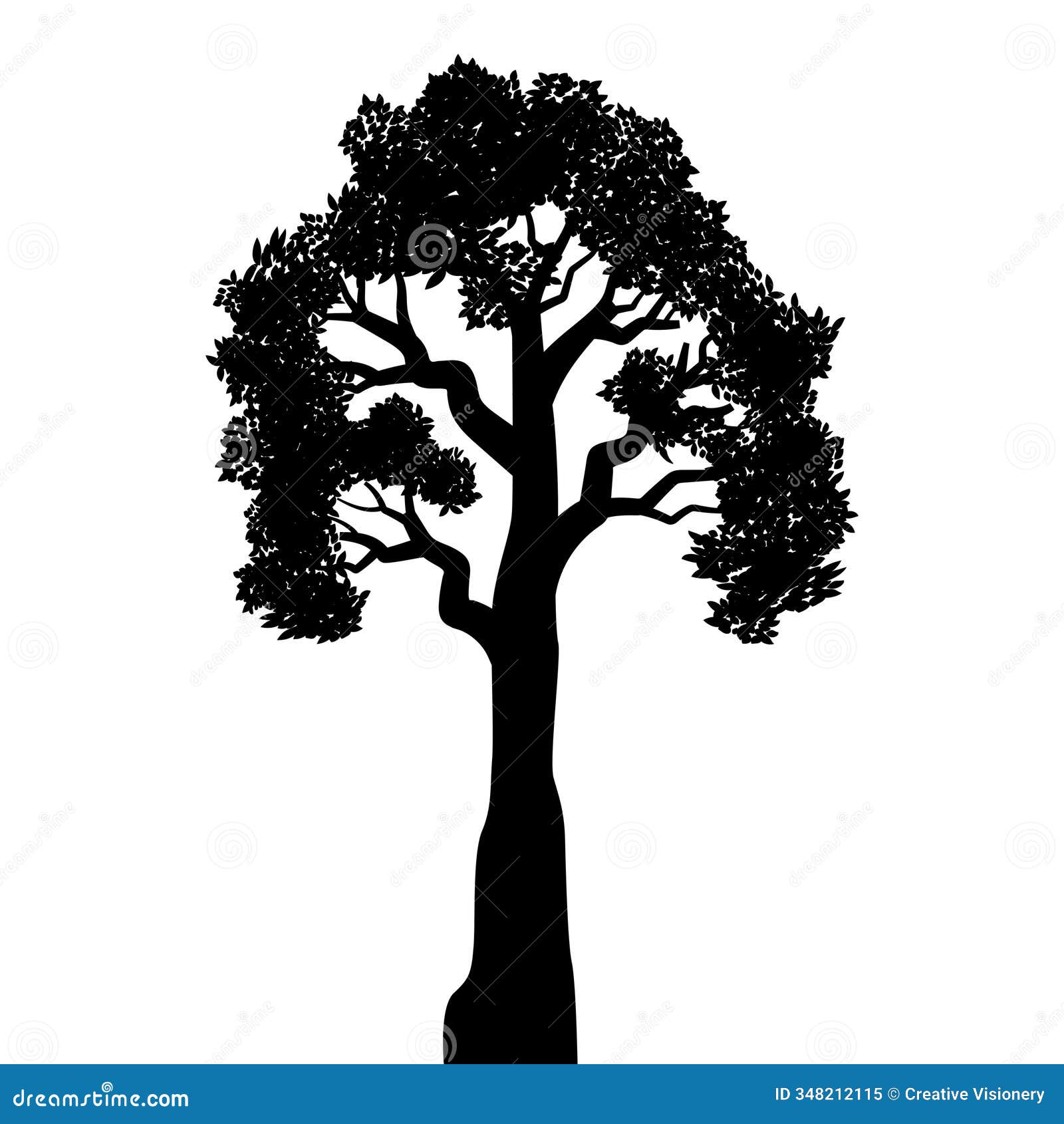 Flat Minimalist Tree Silhouette Stock Vector - Illustration of ...