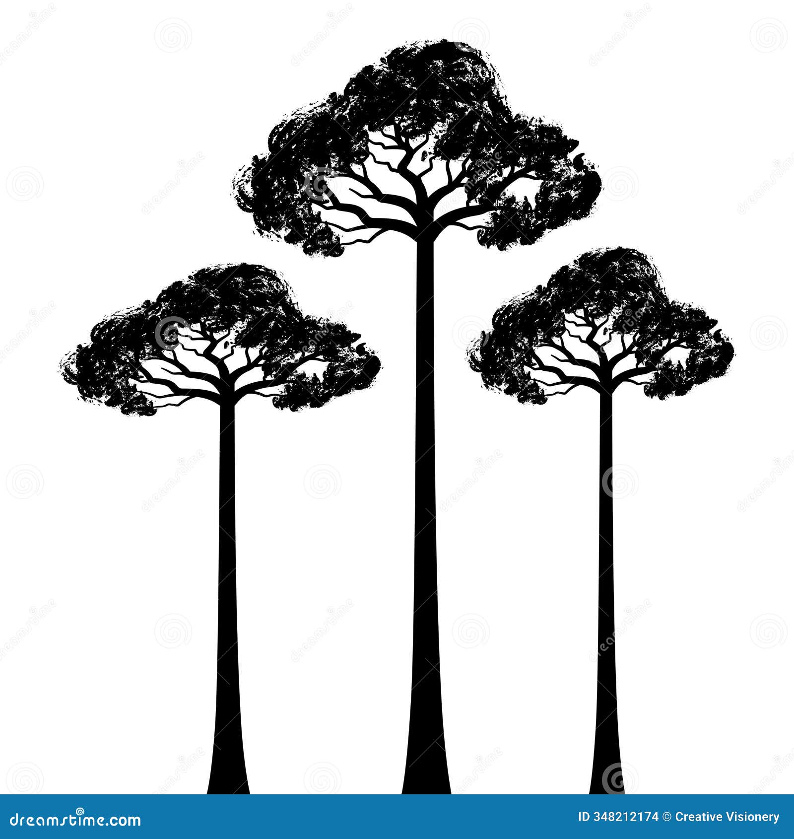Flat Minimalist Tree Silhouette Stock Vector - Illustration of frame ...