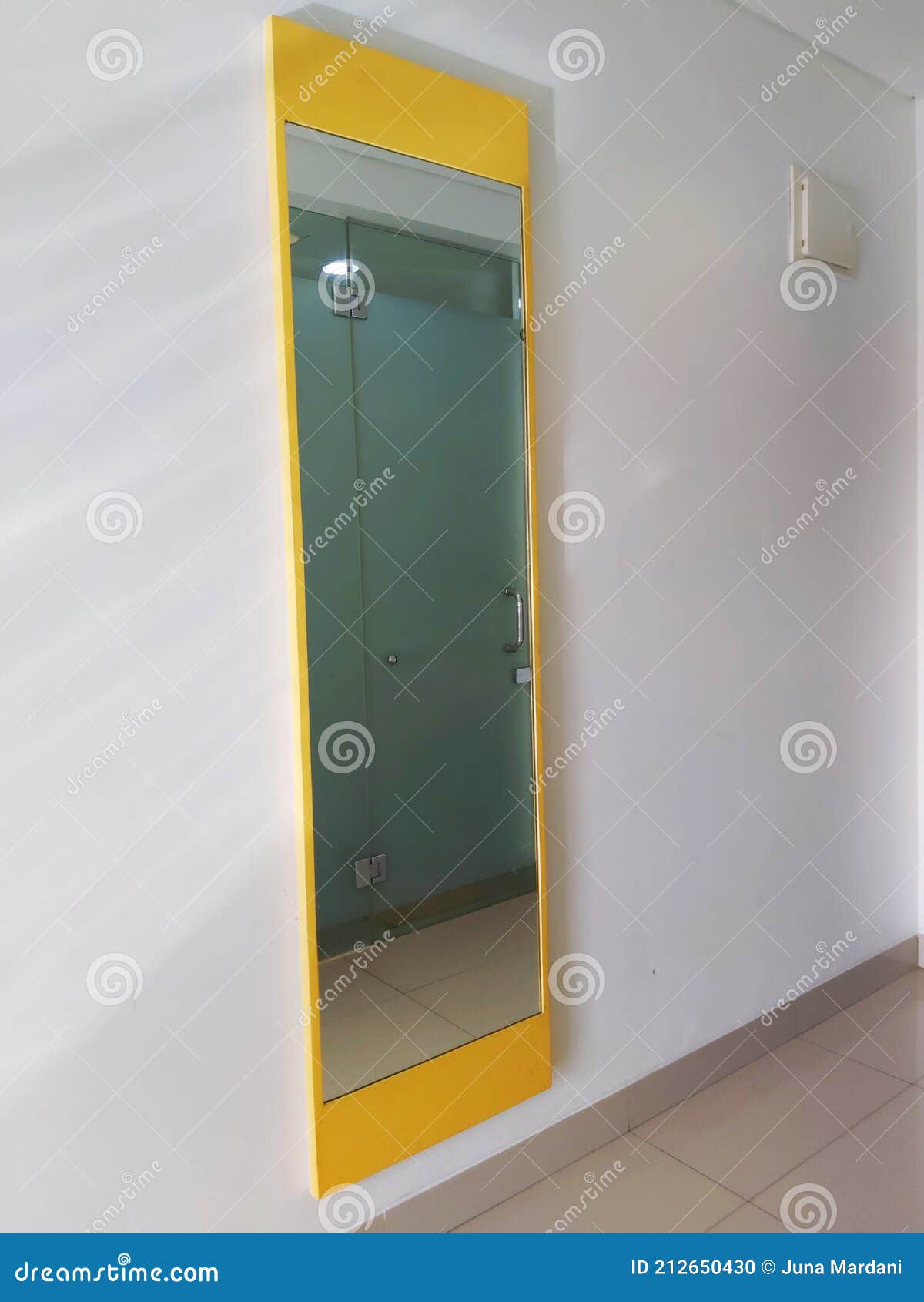 Mirror with yellow frame stock photo. Image of frame - 212650430