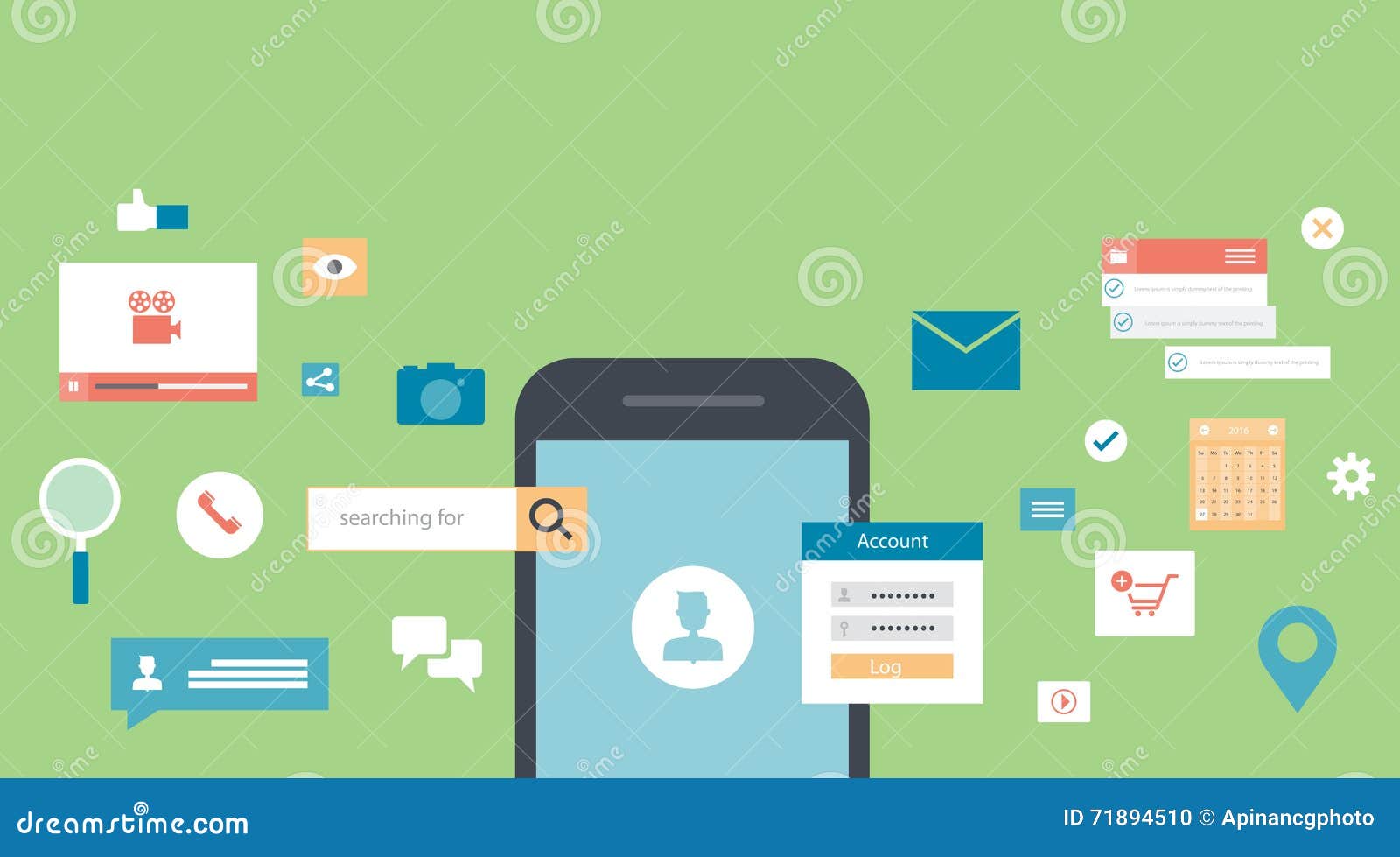 Flat Mobile Application Development Banner Design Concept. Vector Stock ...