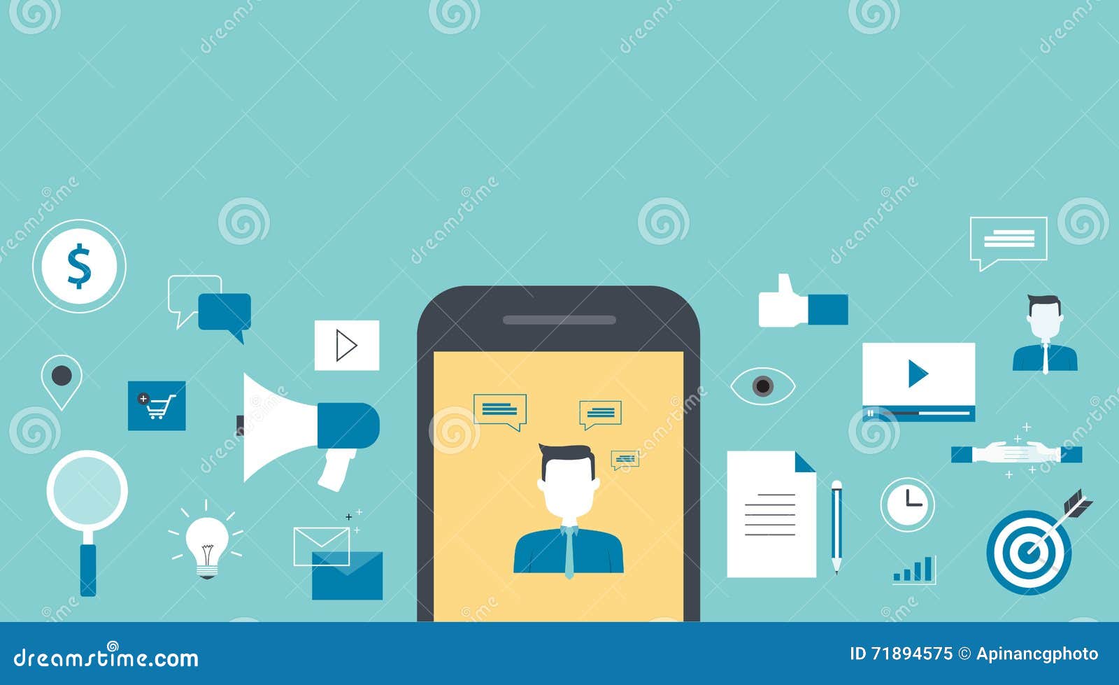 Flat Mobile Application Development Banner Design Concept. Vector Stock ...