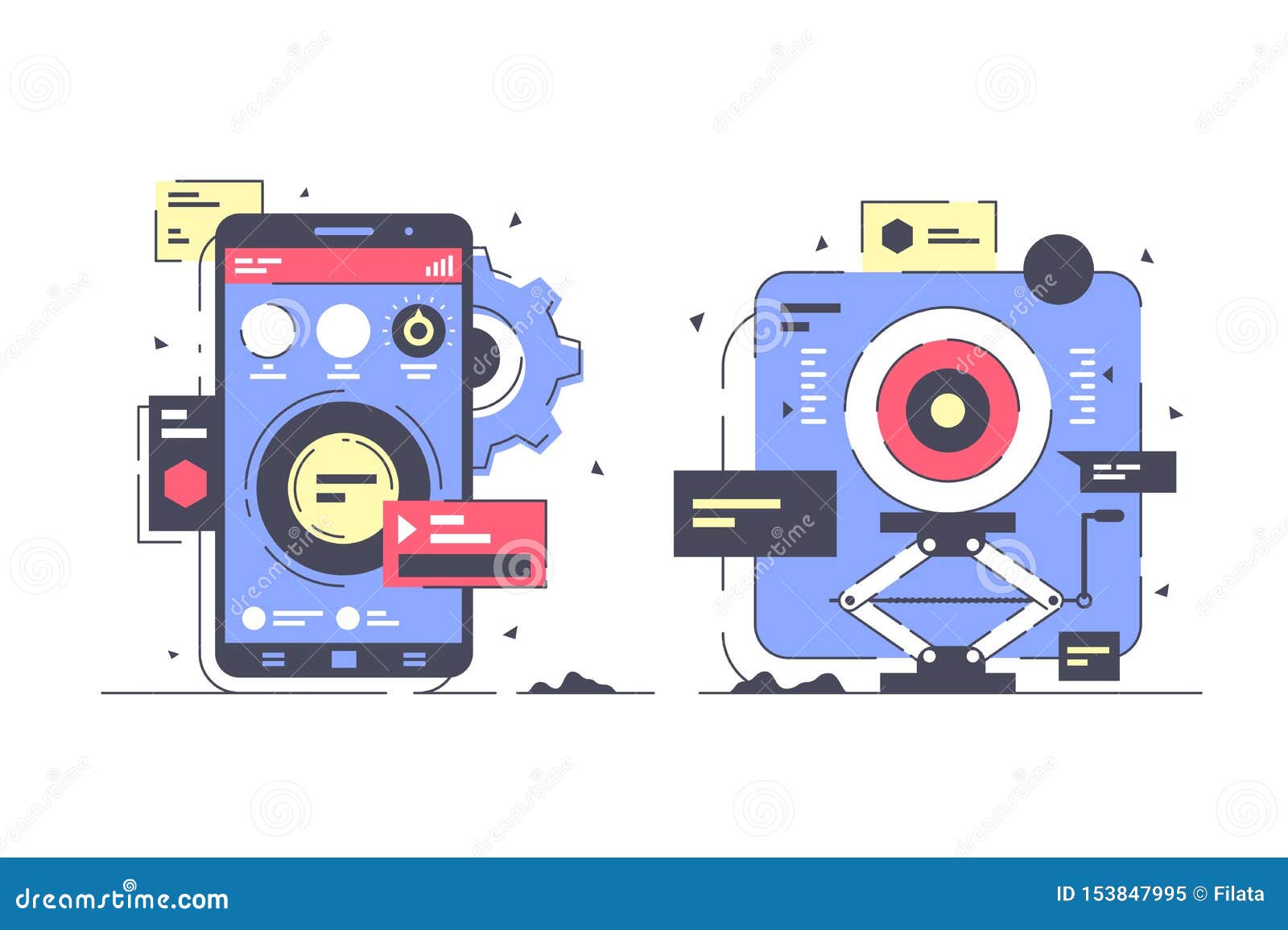 Interface Digital Technology Cartoon Vector | CartoonDealer.com #33960323