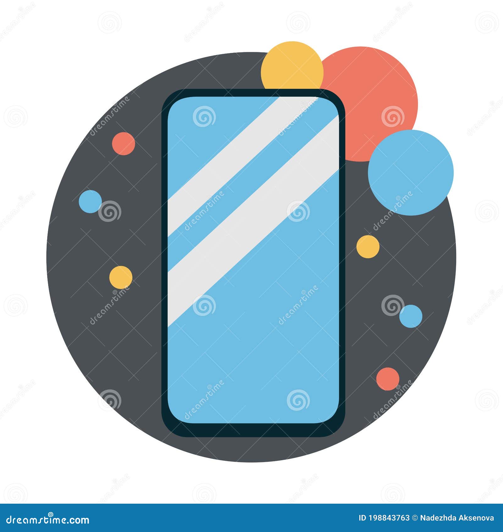Flat Mobile Phone Icon. Flat Cartoon Vector Stock Vector - Illustration ...