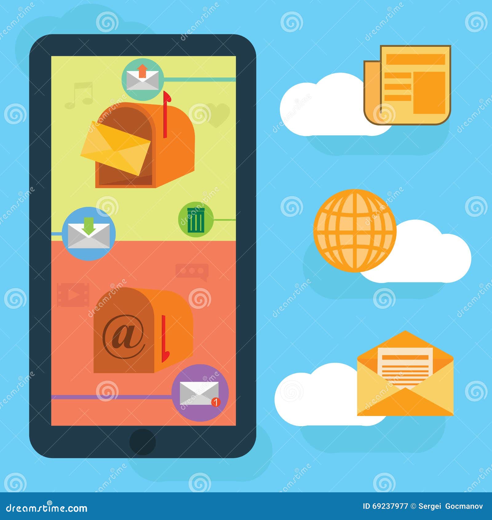 Flat mobile phone vector stock vector. Illustration of chat - 69237977