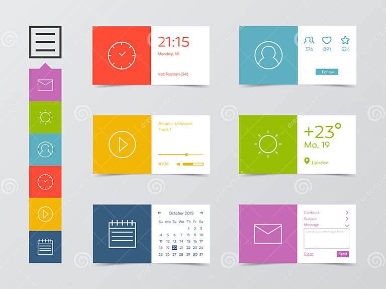 Flat Mobile Web UI Kit stock vector. Illustration of interface - 52367471