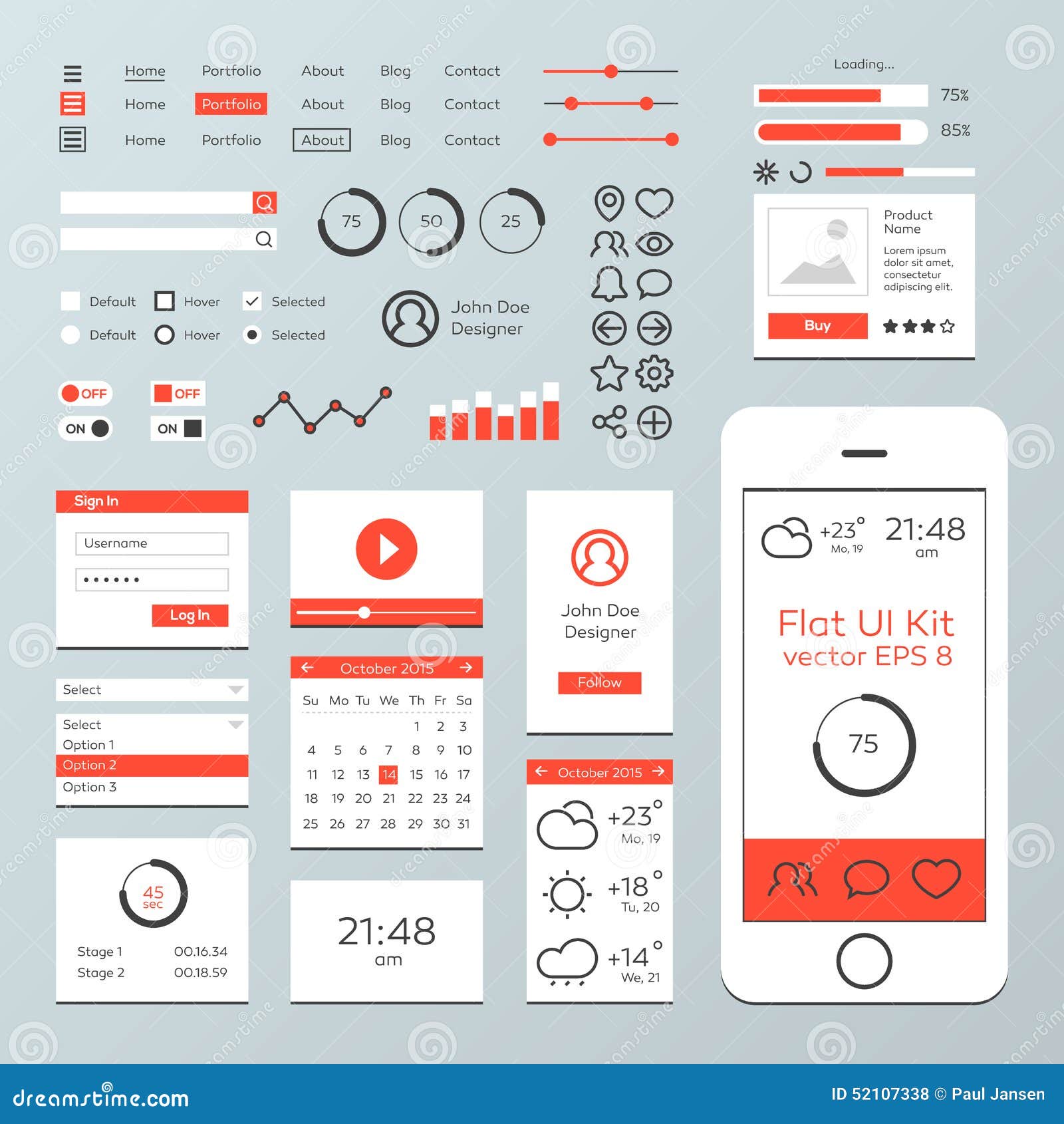 Flat Mobile Web UI Kit stock vector. Illustration of menu - 52107338 Flat Mobile Web UI Kit stock vector. Illustration of menu - 52107338