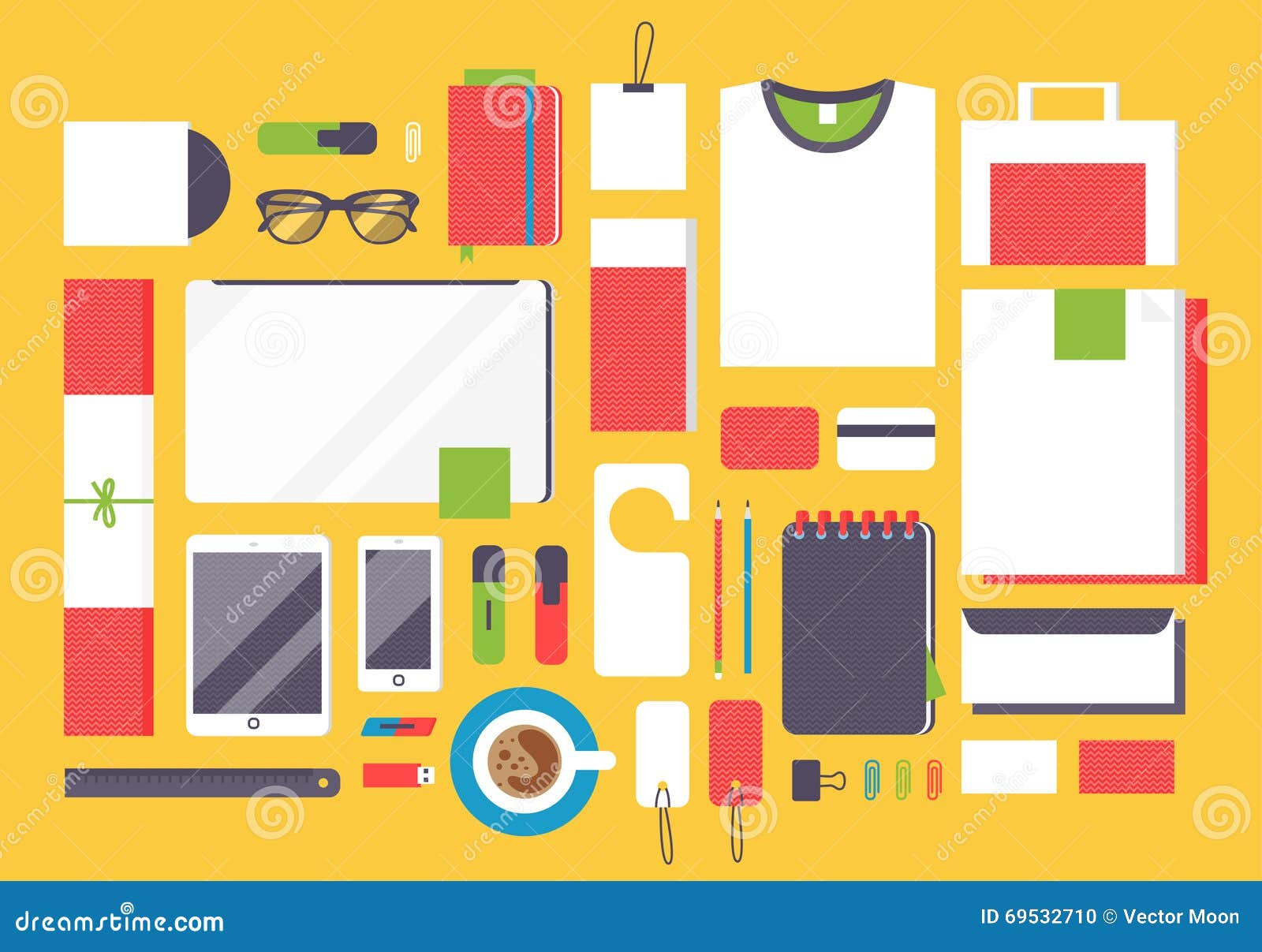 Flat Mockup Design Vector Illustration Concept Icons Set of Business ...