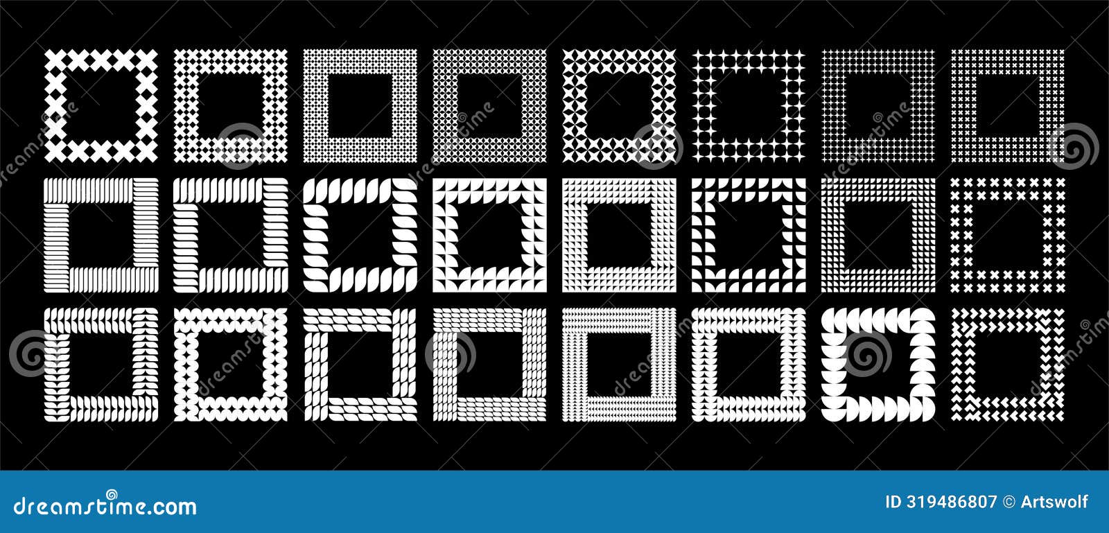 Flat Modern Abstract Basic Shape Square Border Set Stock Vector ...