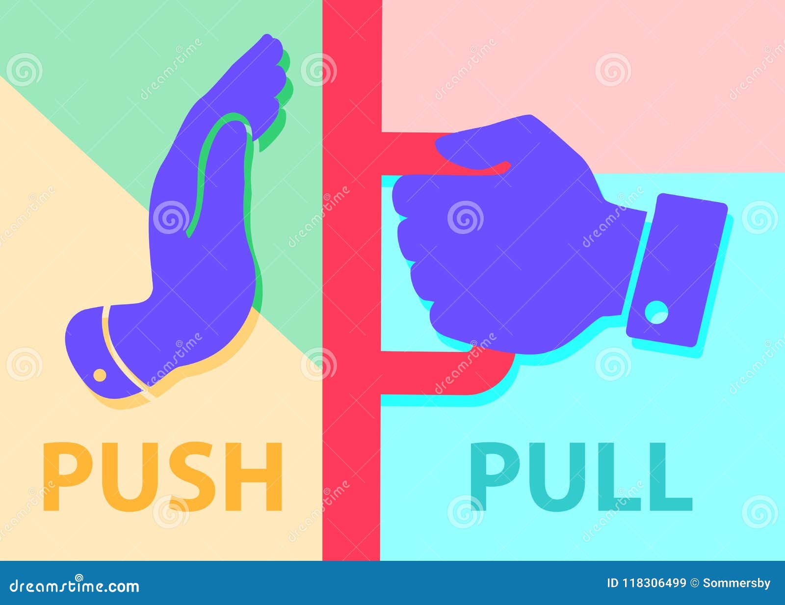 Flat Modern Art Design Graphic Image of Push and Pull Icon on Pa Stock ...