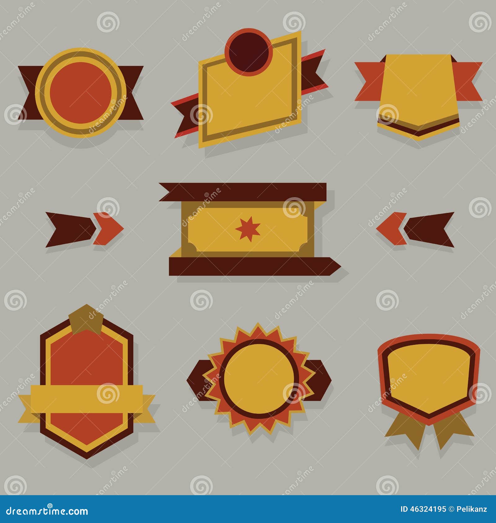 Flat Modern Badges, Labels And Ribbons Set Cartoon Vector ...