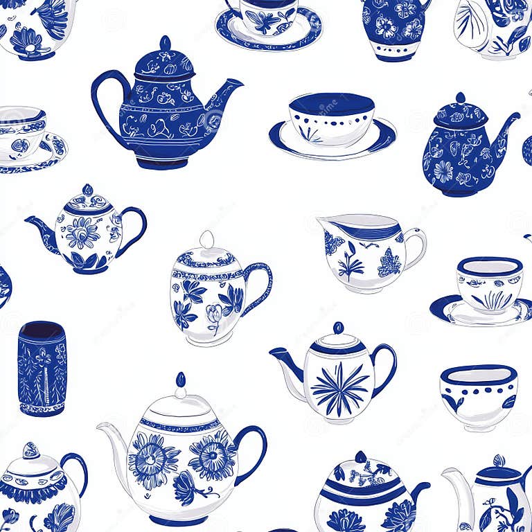 A Flat Modern Ceramics Seamless Pattern. a Handmade Dinnerware ...