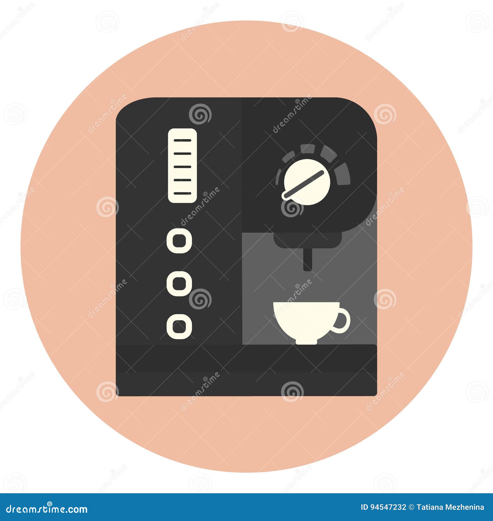 Flat Modern Coffee Machine with Buttons and Cup Stock Illustration ...