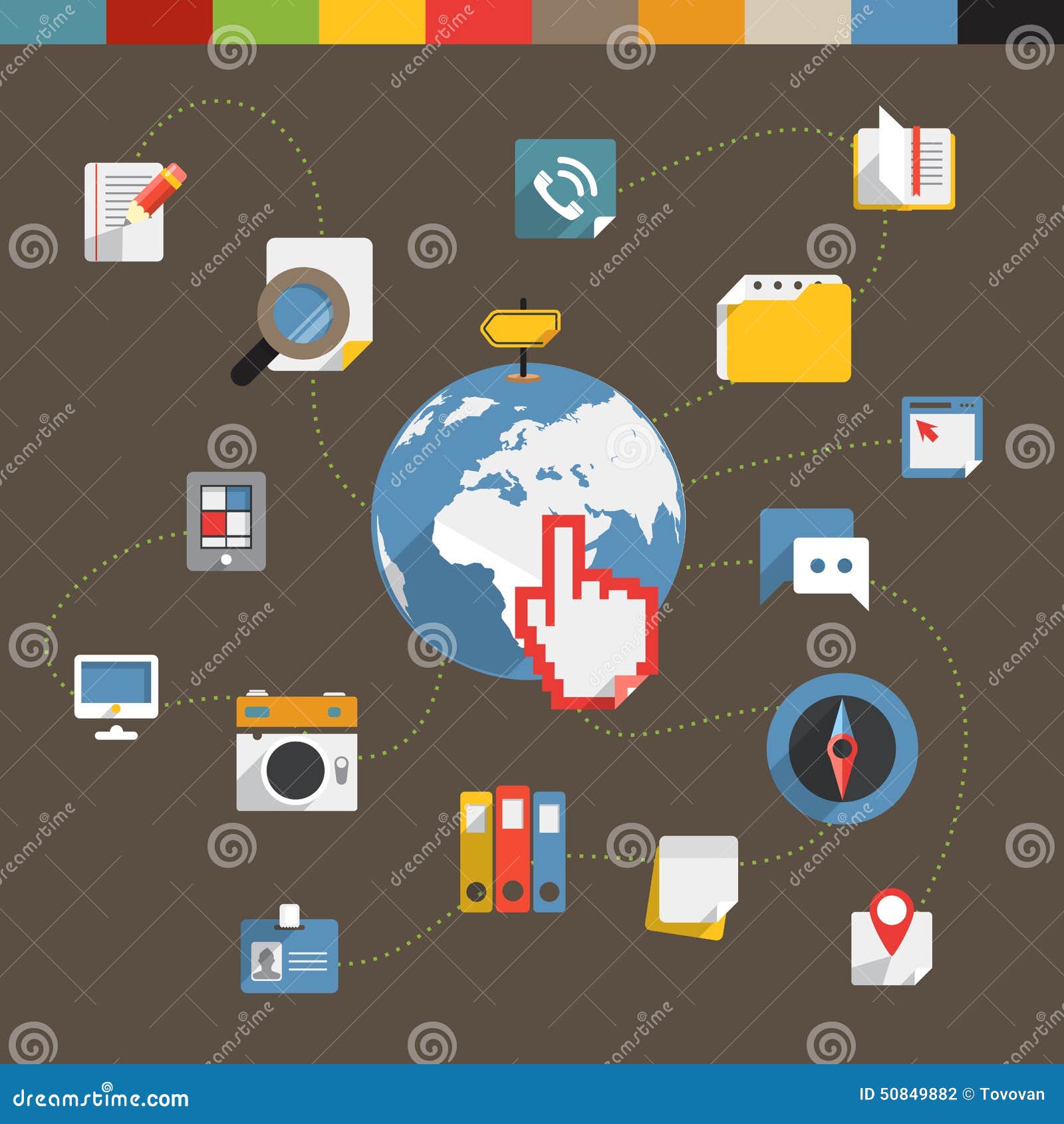 Flat Modern Color Web Connection Concept Stock Vector - Illustration of ...