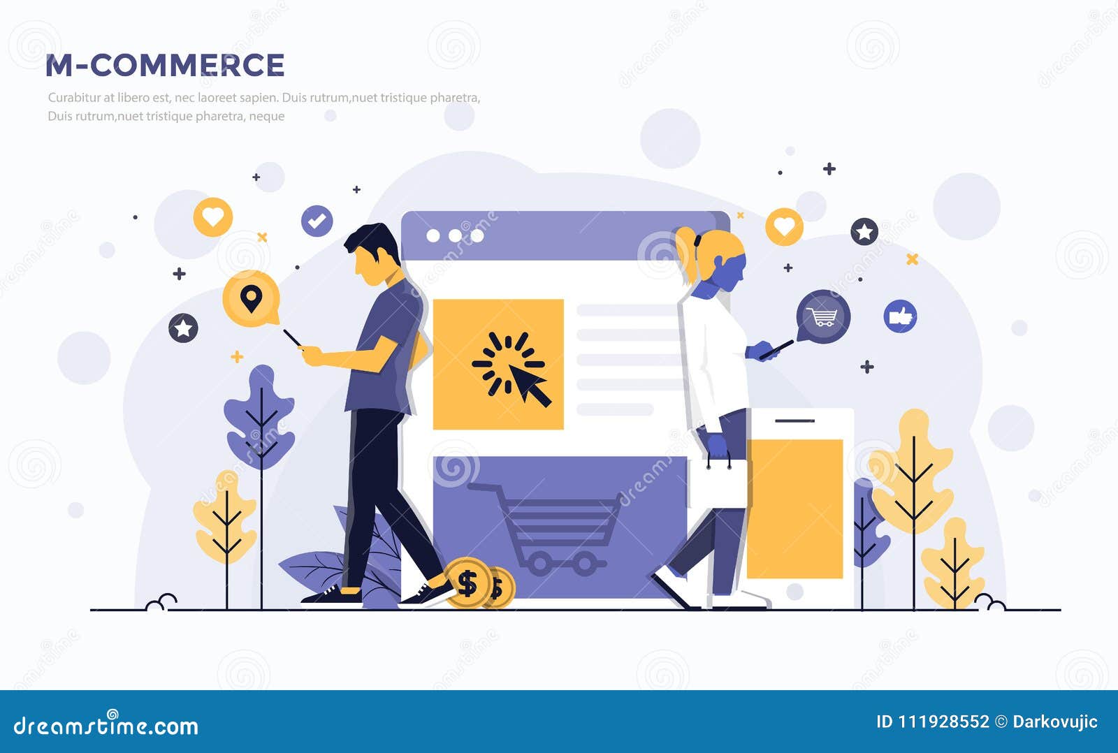 Flat Modern Concept Illustration - M-Commerce Stock Vector ...