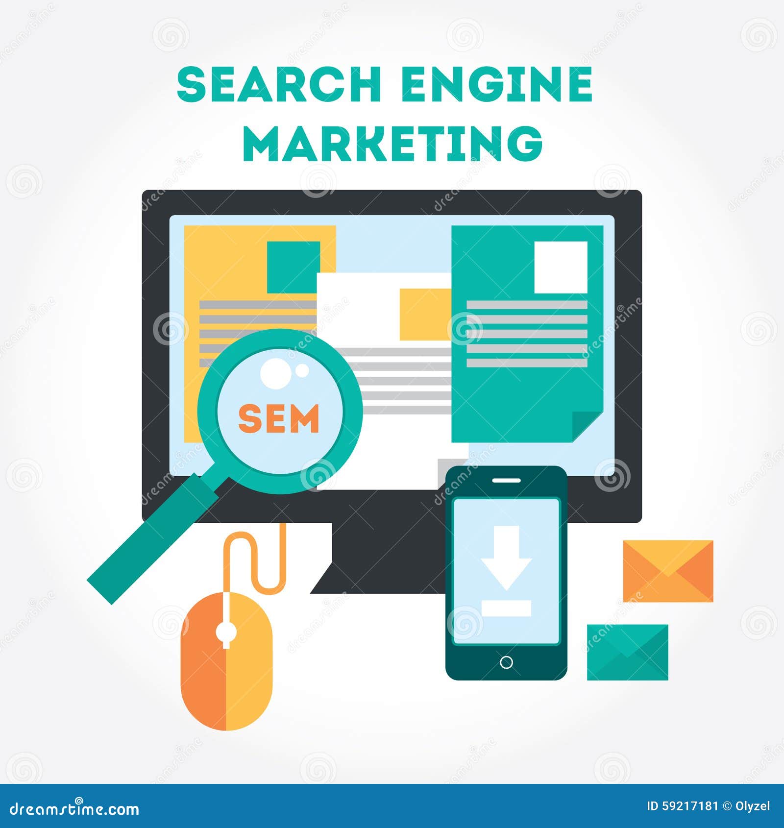 Flat Modern Design Elements about Search Engine Stock Vector ...