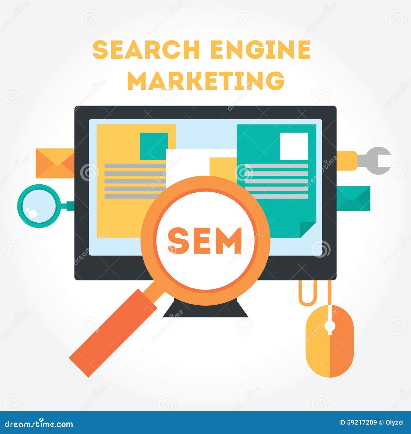 Flat Modern Design Elements about Search Engine Stock Vector ...