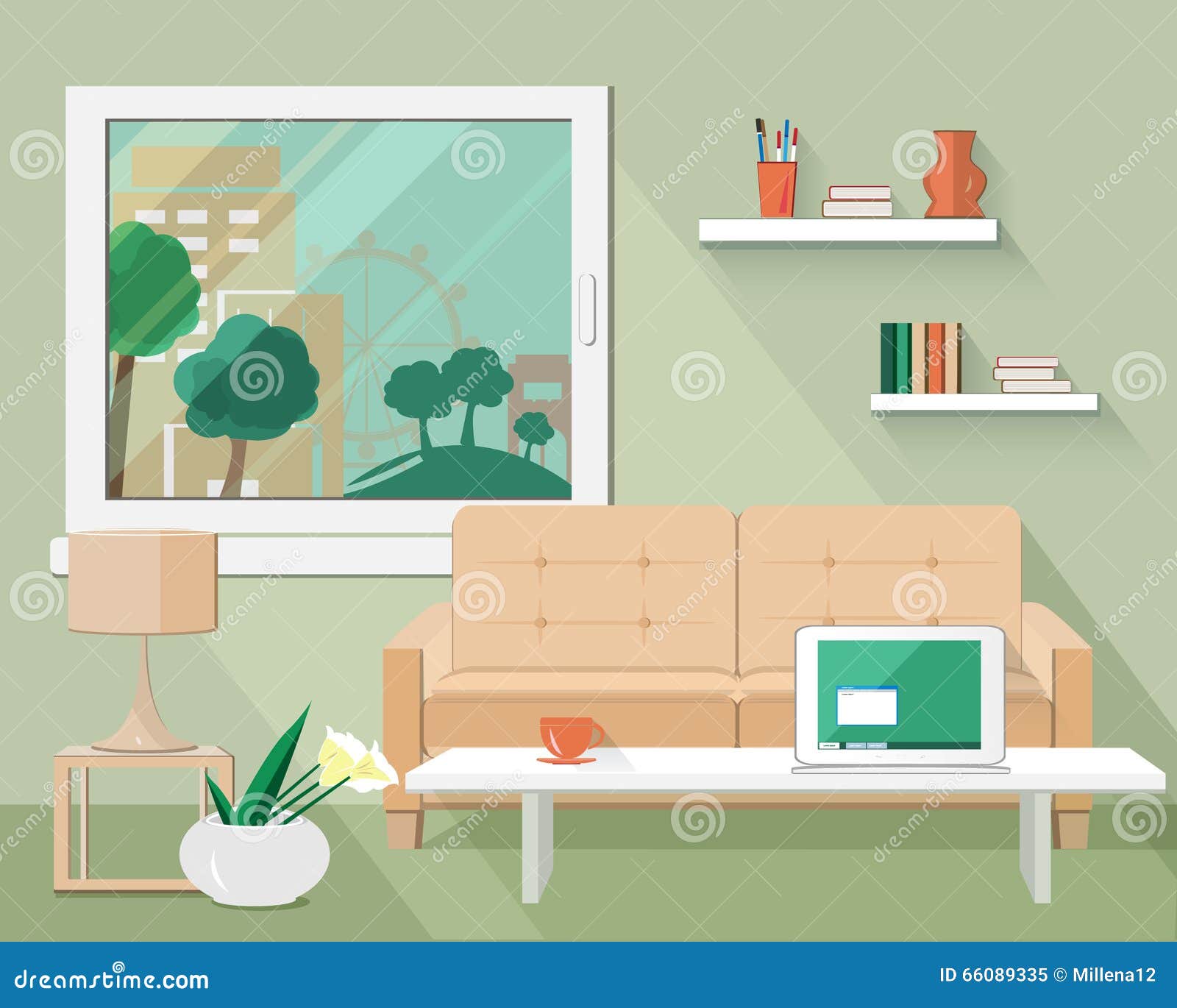Flat Modern Design Vector Illustration of Living Room Stock Vector ...