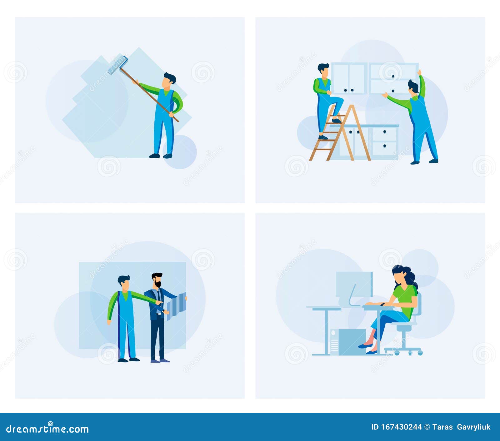 Flat Modern Design Vector Illustration Set People at Work Stock Vector ...