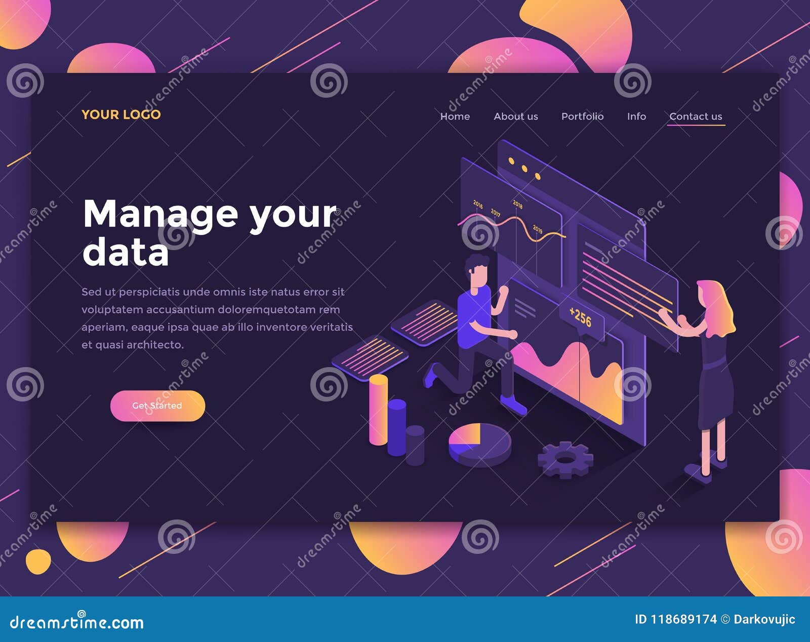 Flat Modern Design of Website Template - Manage Your Data Stock Vector ... Flat Modern Design of Website Template - Manage Your Data Stock Vector ...