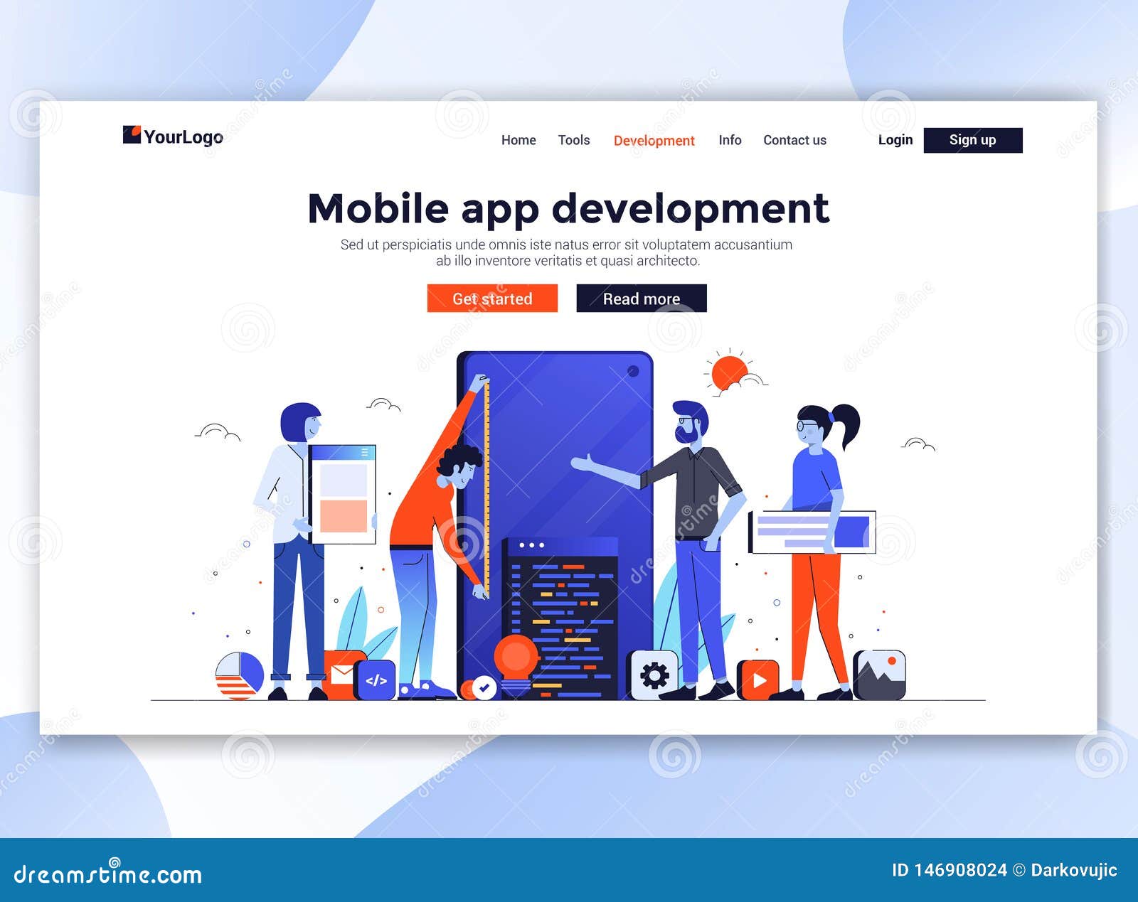 Flat Modern Design of Website Template - Mobile App Development Stock ...