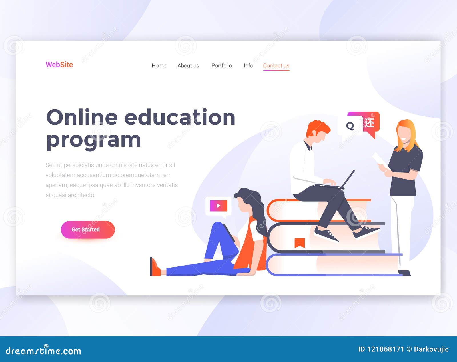 Flat Modern Design of Wesite Template - Online Education Program Stock ...