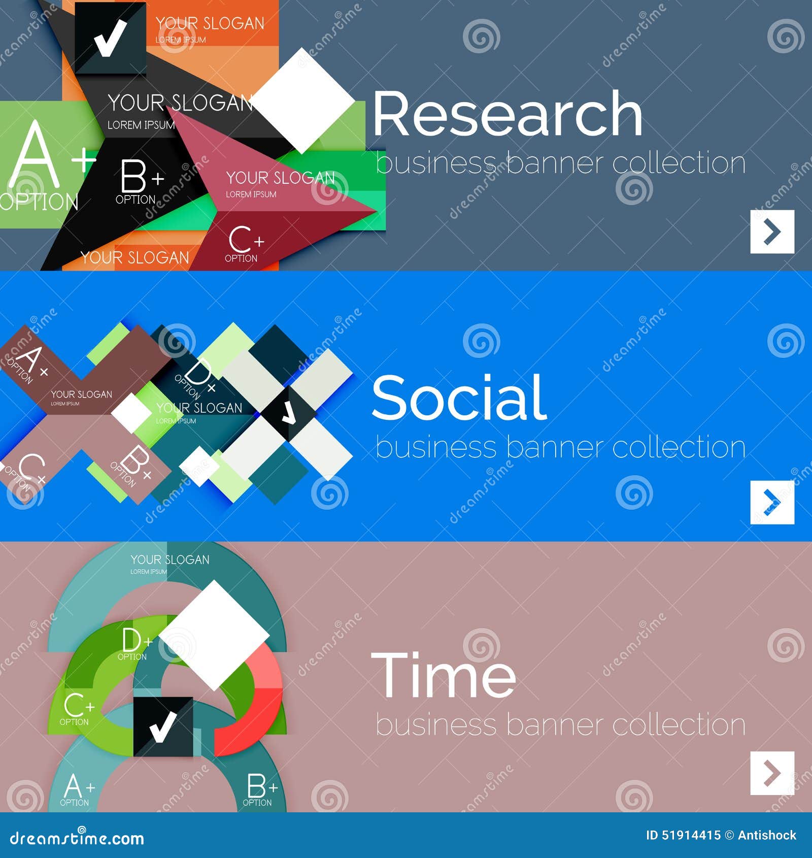 Flat Modern Info Banner Set Stock Vector - Illustration of hand, banner ...