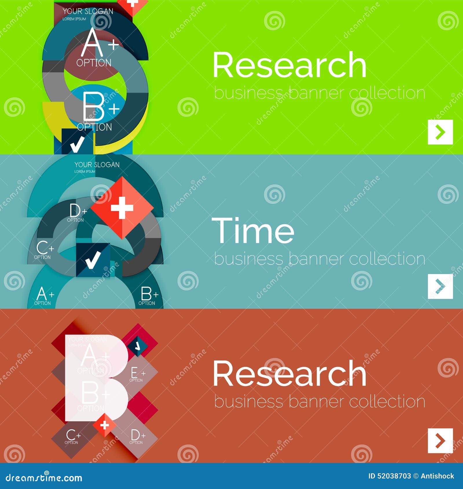 Flat Modern Info Banner Set Stock Vector - Illustration of development ...