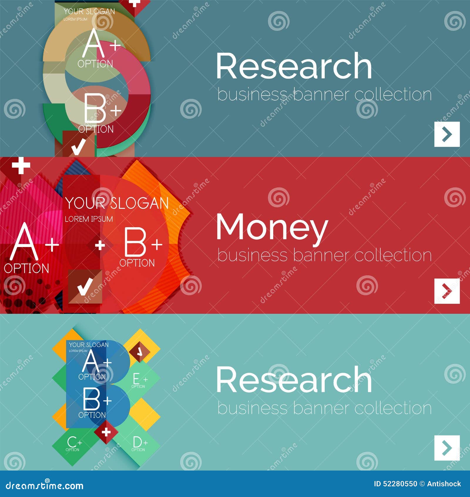 Flat Modern Info Banner Set Stock Vector - Illustration of data ...