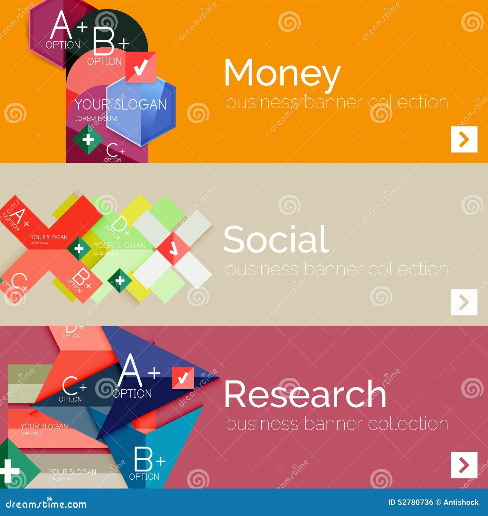 Flat Modern Info Banner Set Stock Vector - Illustration of internet ...