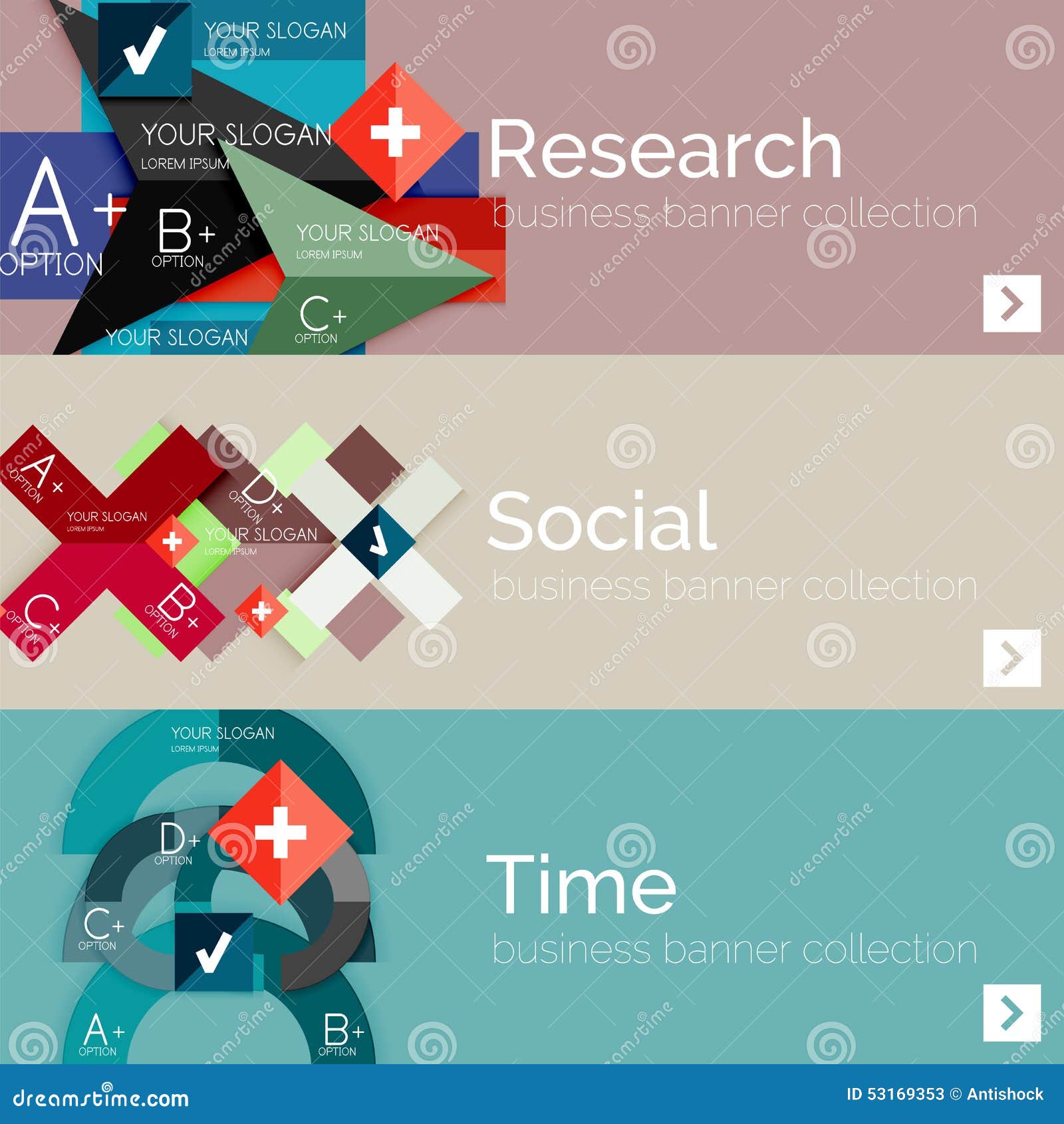 Flat Modern Info Banner Set Stock Vector - Illustration of icon ...