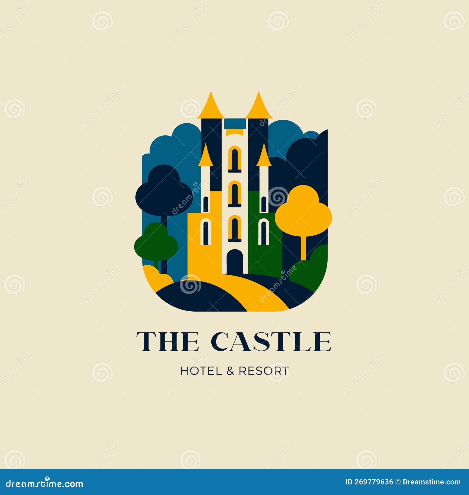 Flat Modern Minimalist Castle Logo Stock Vector - Illustration of logo ...