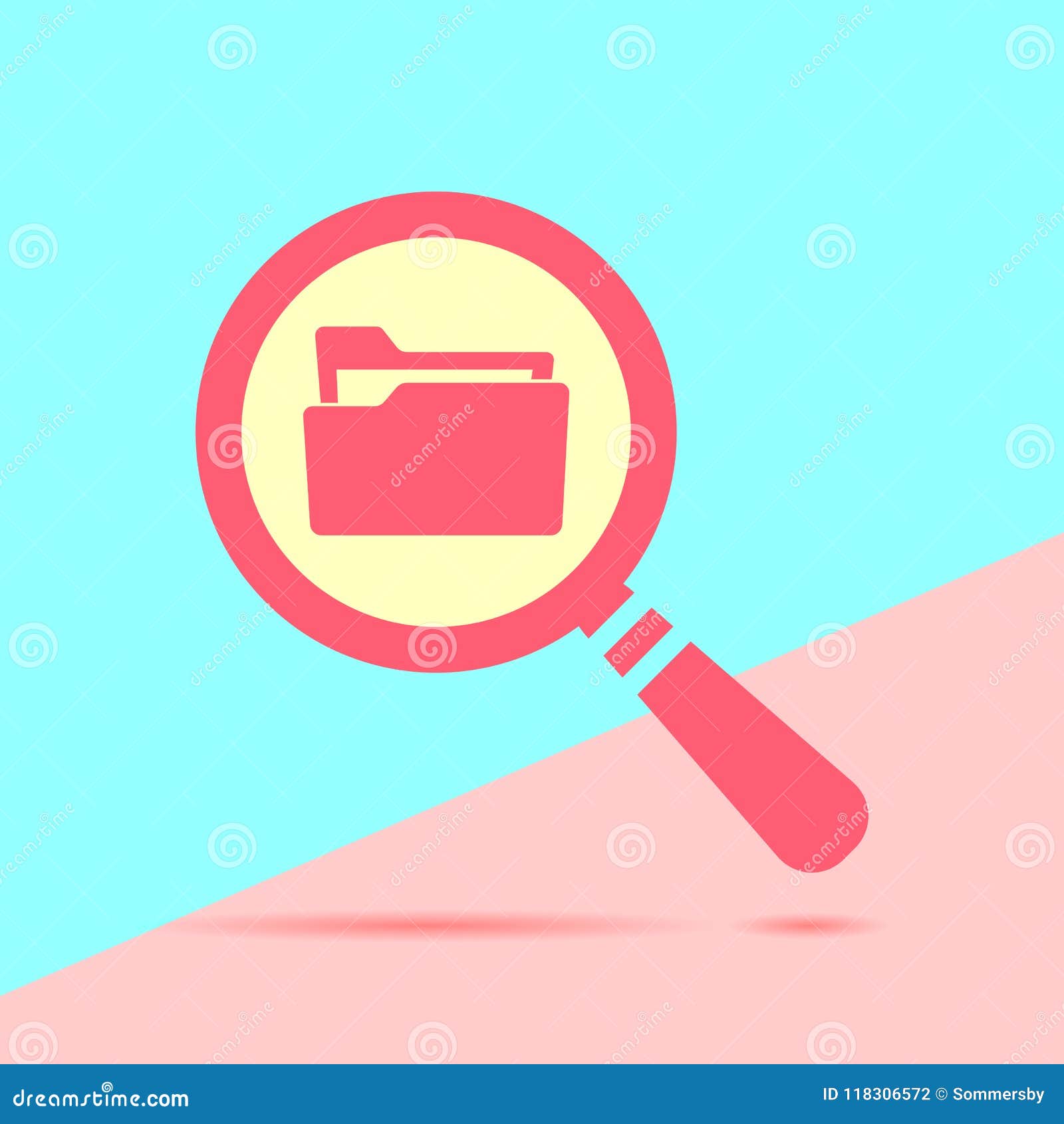 Flat Modern Red Search Concept with Folder Icon with Shadow on Stock ...