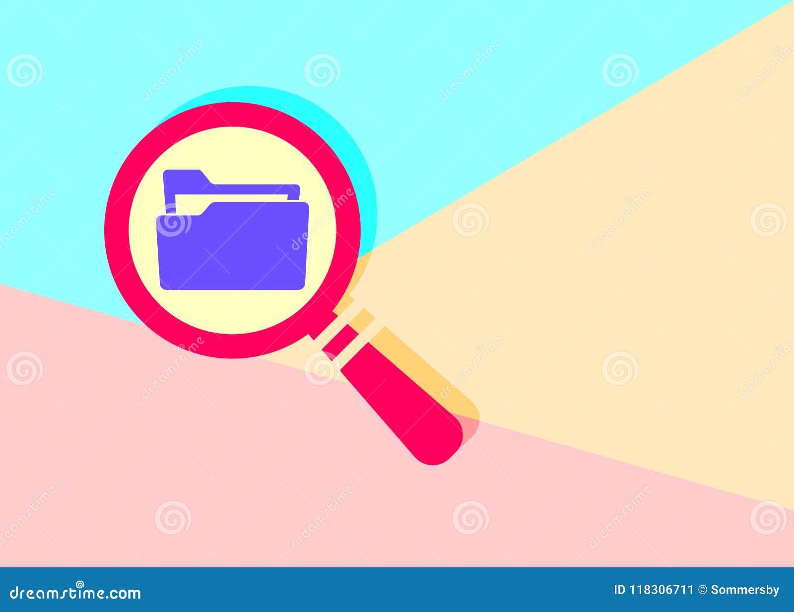 Flat Modern Red Search Concept with Folder Icon with Shadow on Stock ...