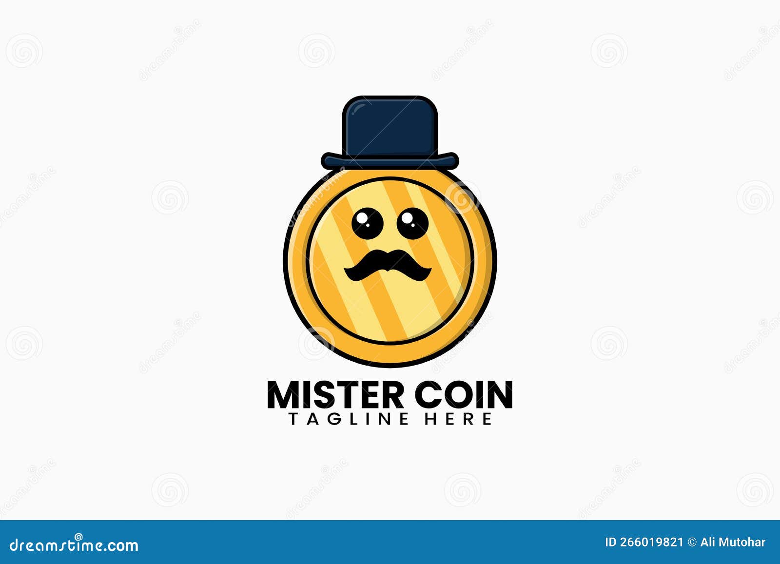 Flat Modern Template Mister Gold Coin Logo Stock Vector - Illustration ...