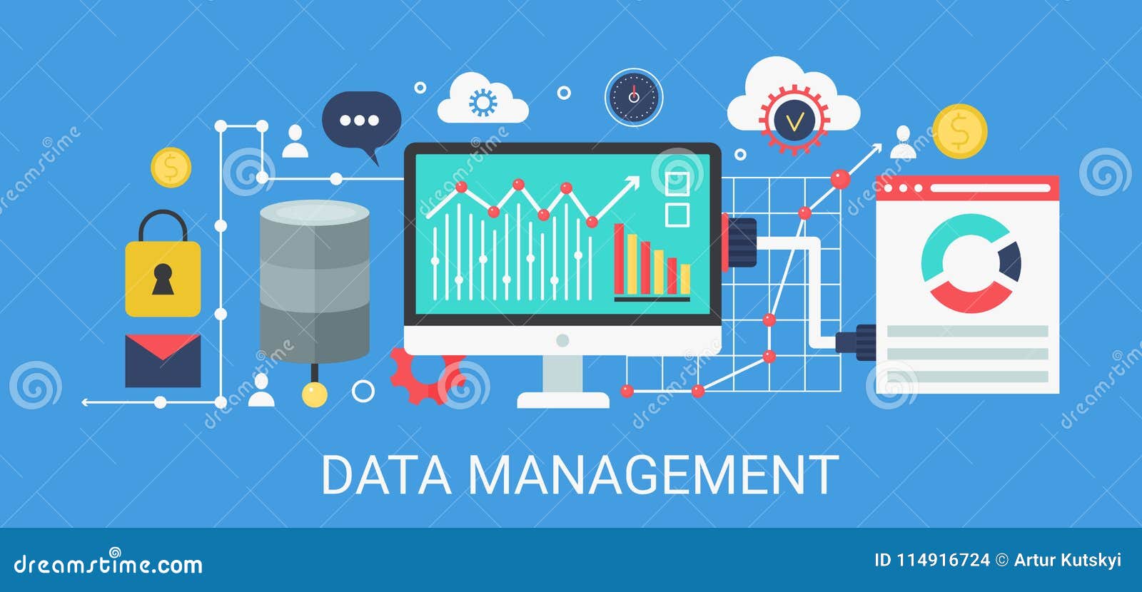 Flat Modern Vector Concept Data Management Banner with Icons and Text ... Flat Modern Vector Concept Data Management Banner with Icons and Text ...