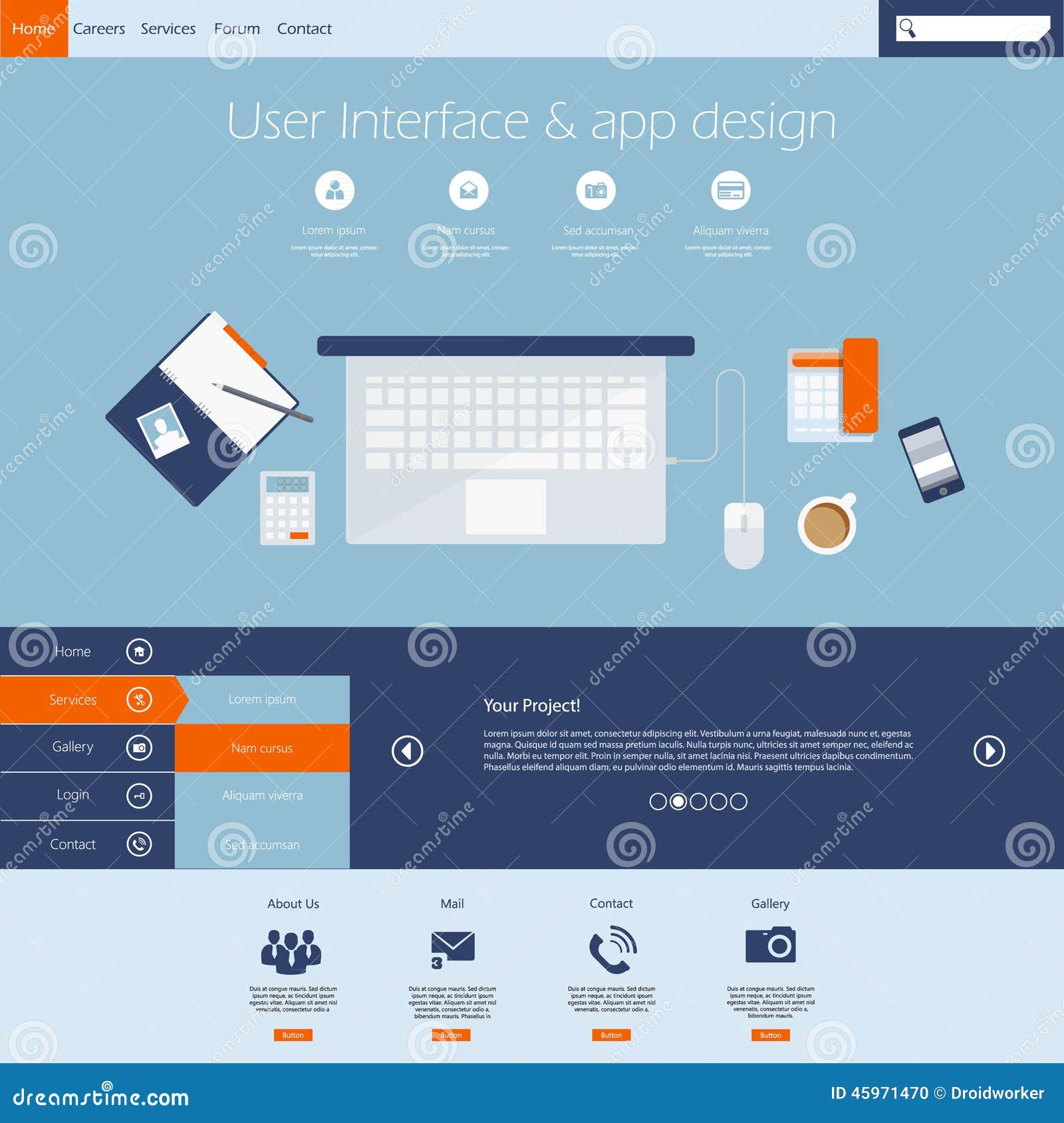Flat Modern Web Design Elements Stock Vector - Illustration of idea ...