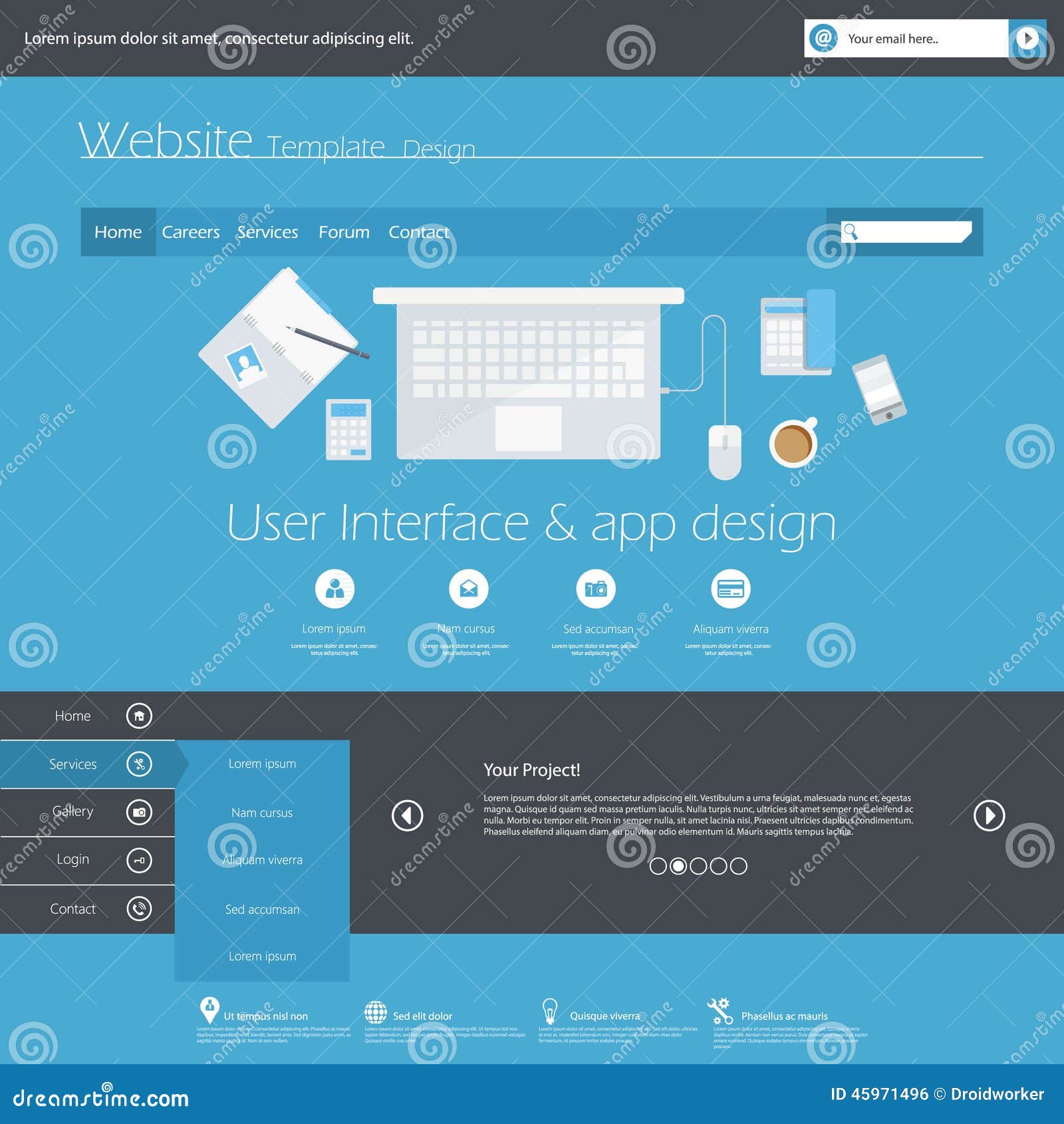 Flat Modern Web Design Elements Stock Vector - Illustration of ...