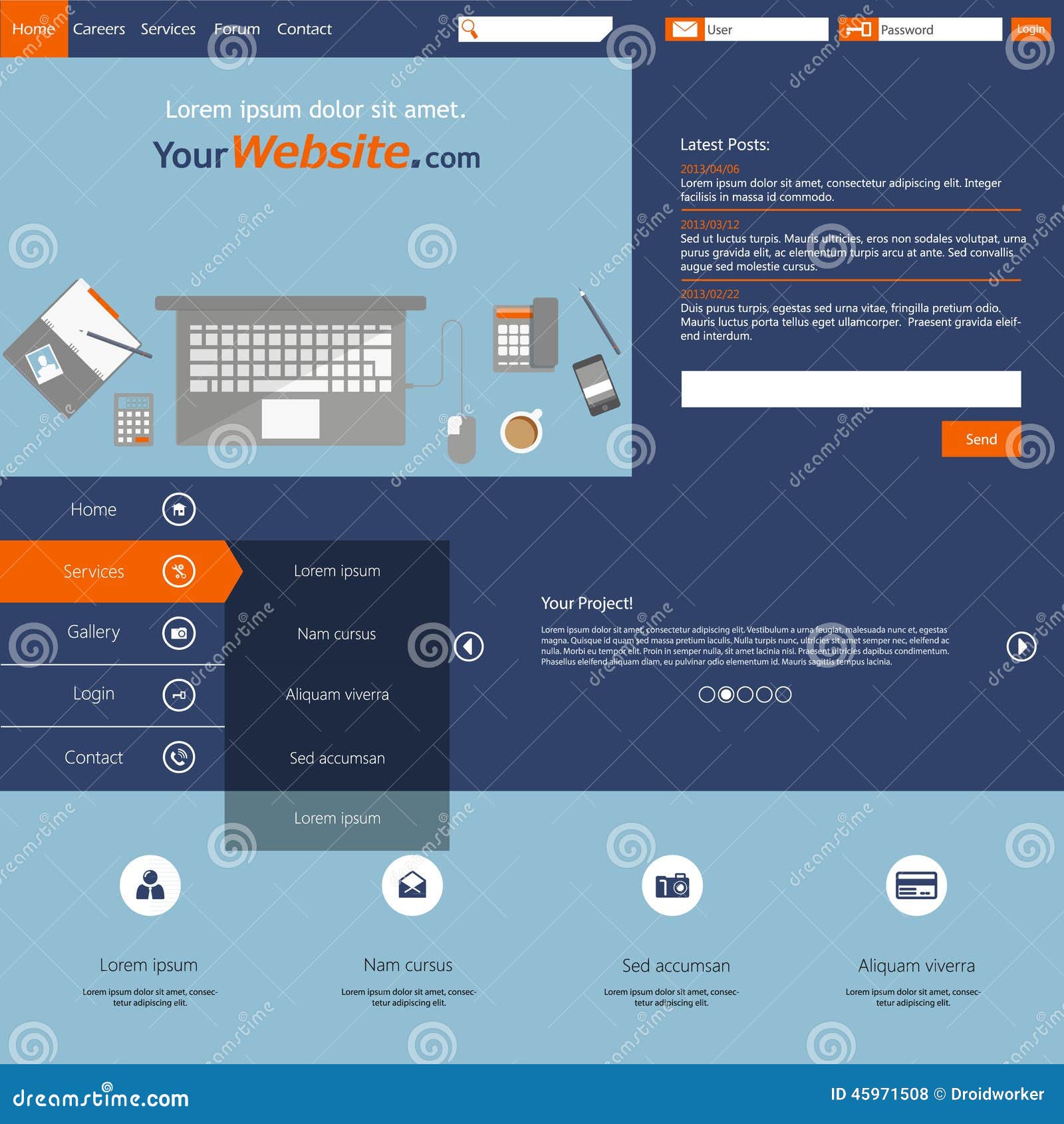 Flat Modern Web Design Elements Stock Vector - Illustration of form ...