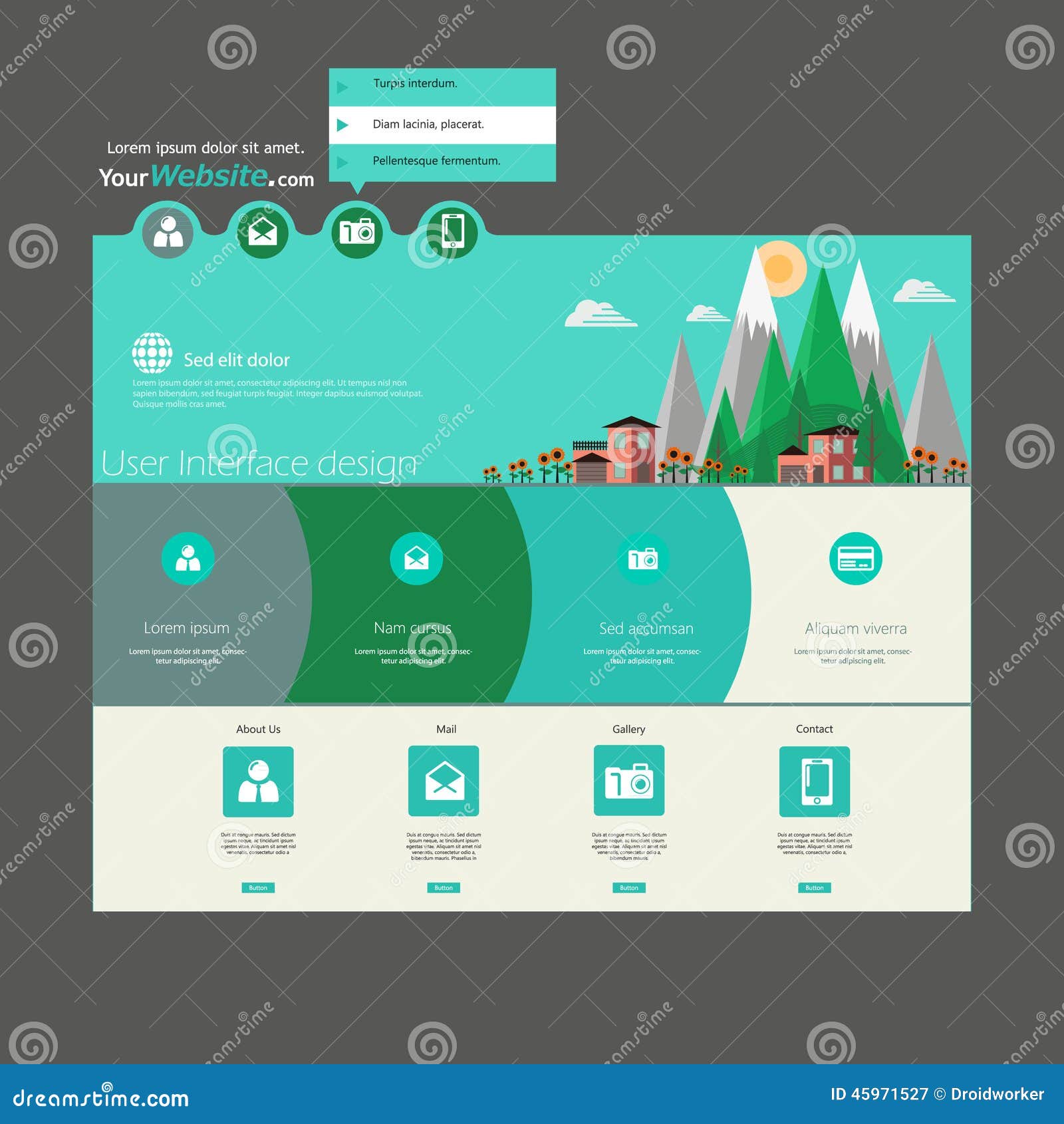 Flat Modern Web Design Elements Stock Vector - Illustration of online ...