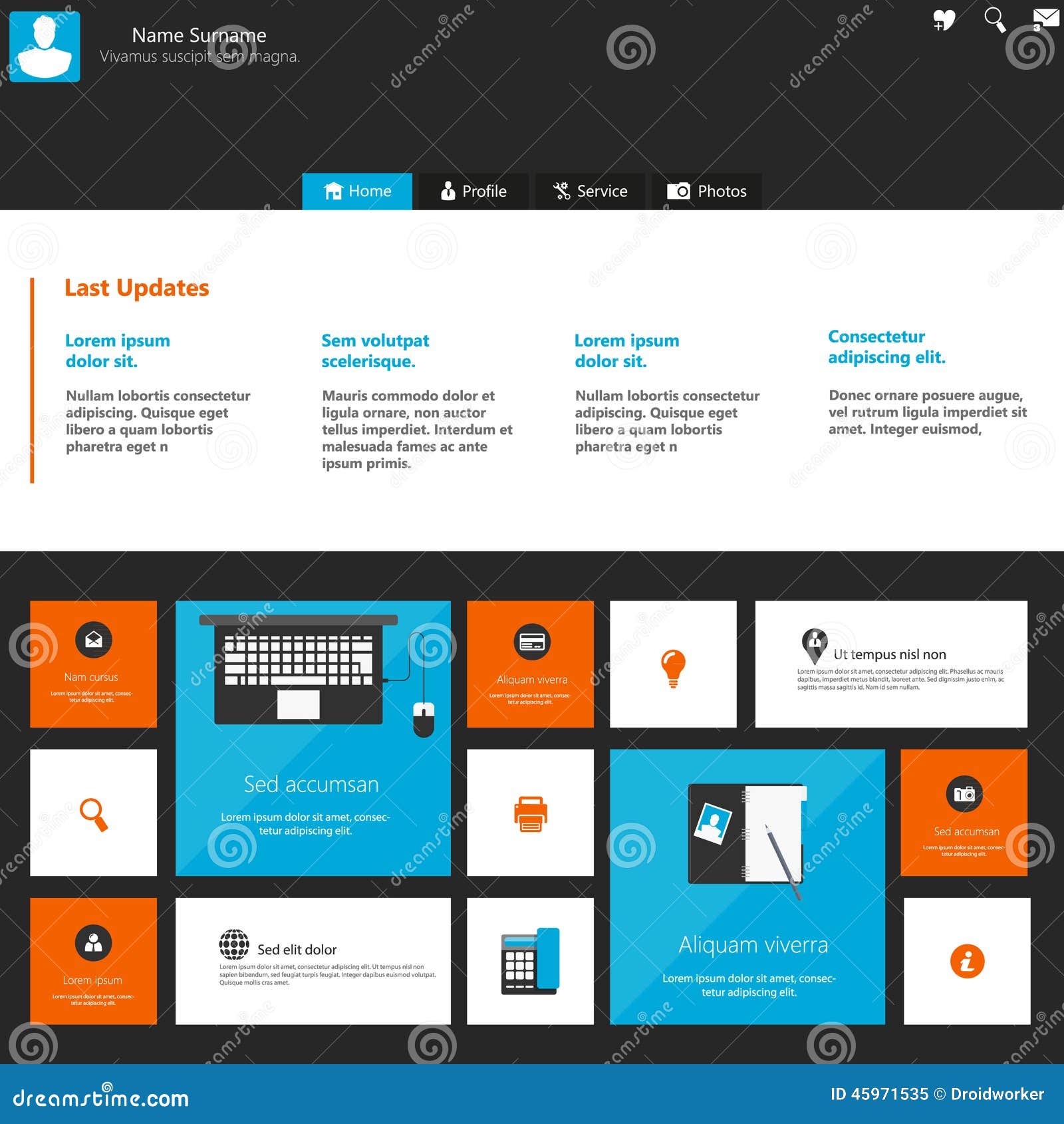 Flat Modern Web Design Elements Stock Vector - Illustration of layout ...