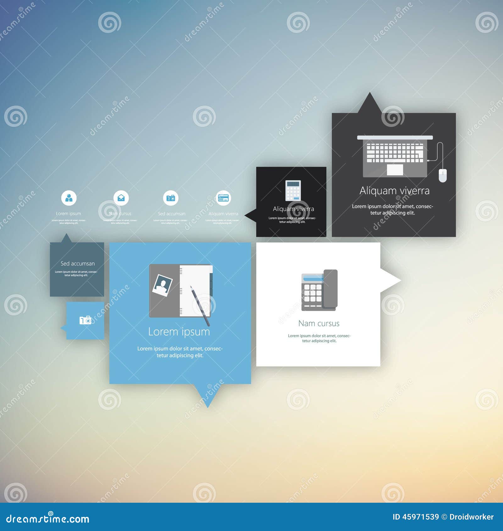 Flat Modern Web Design Elements Stock Vector - Illustration of elegant ...