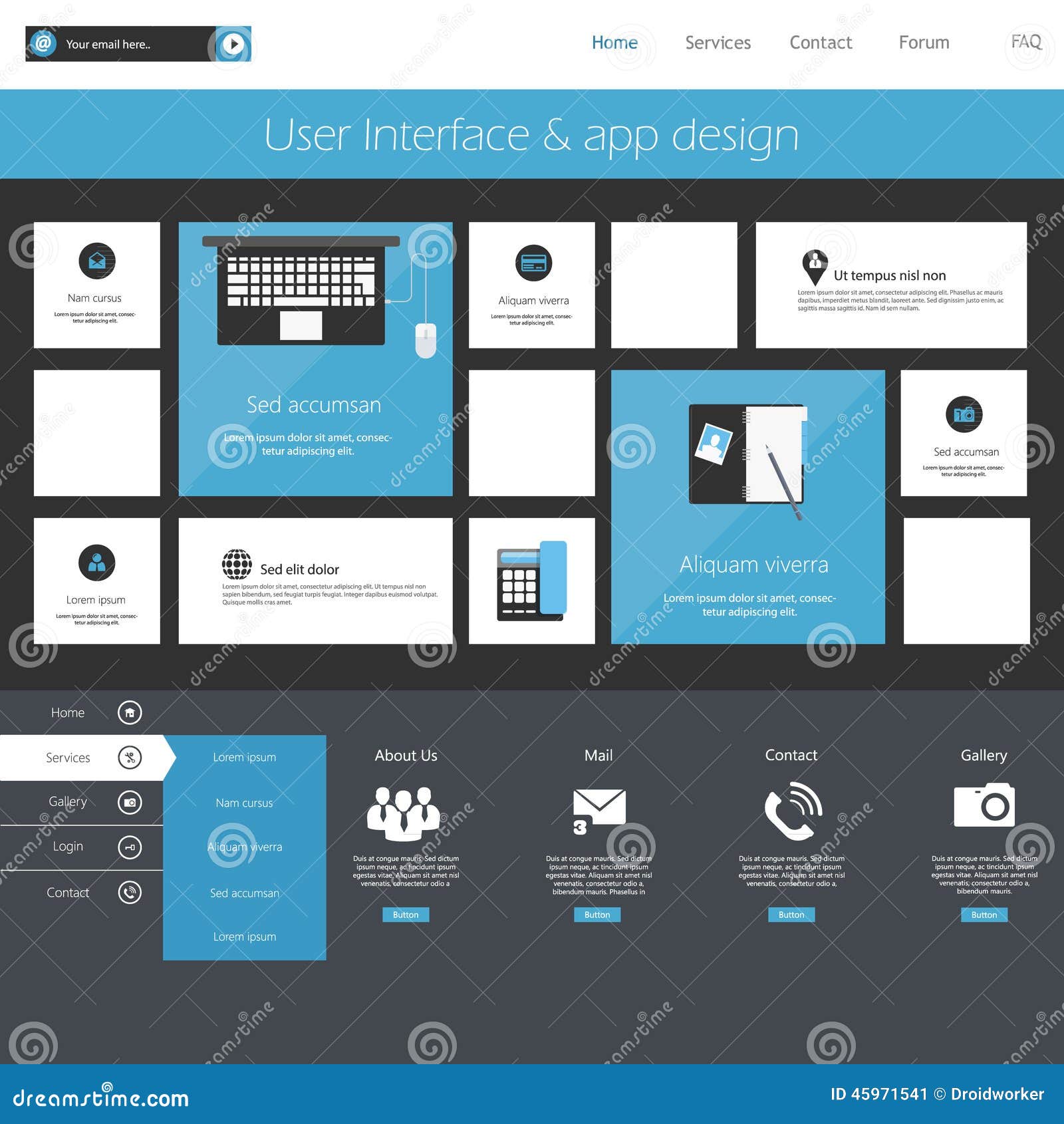 Flat Modern Web Design Elements Stock Vector - Illustration of idea ...