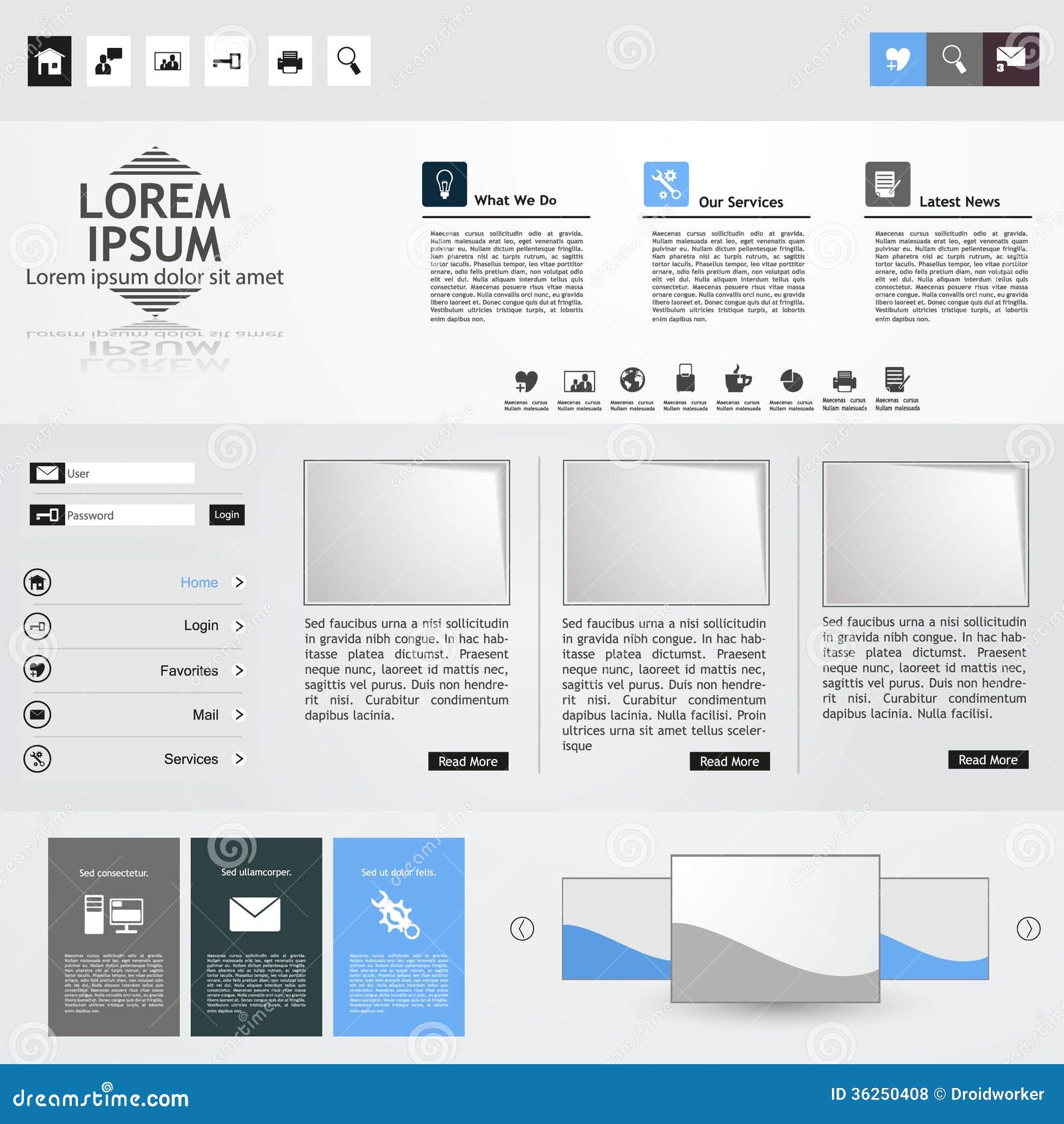 Flat Modern Website Template Stock Vector - Illustration of clean ...