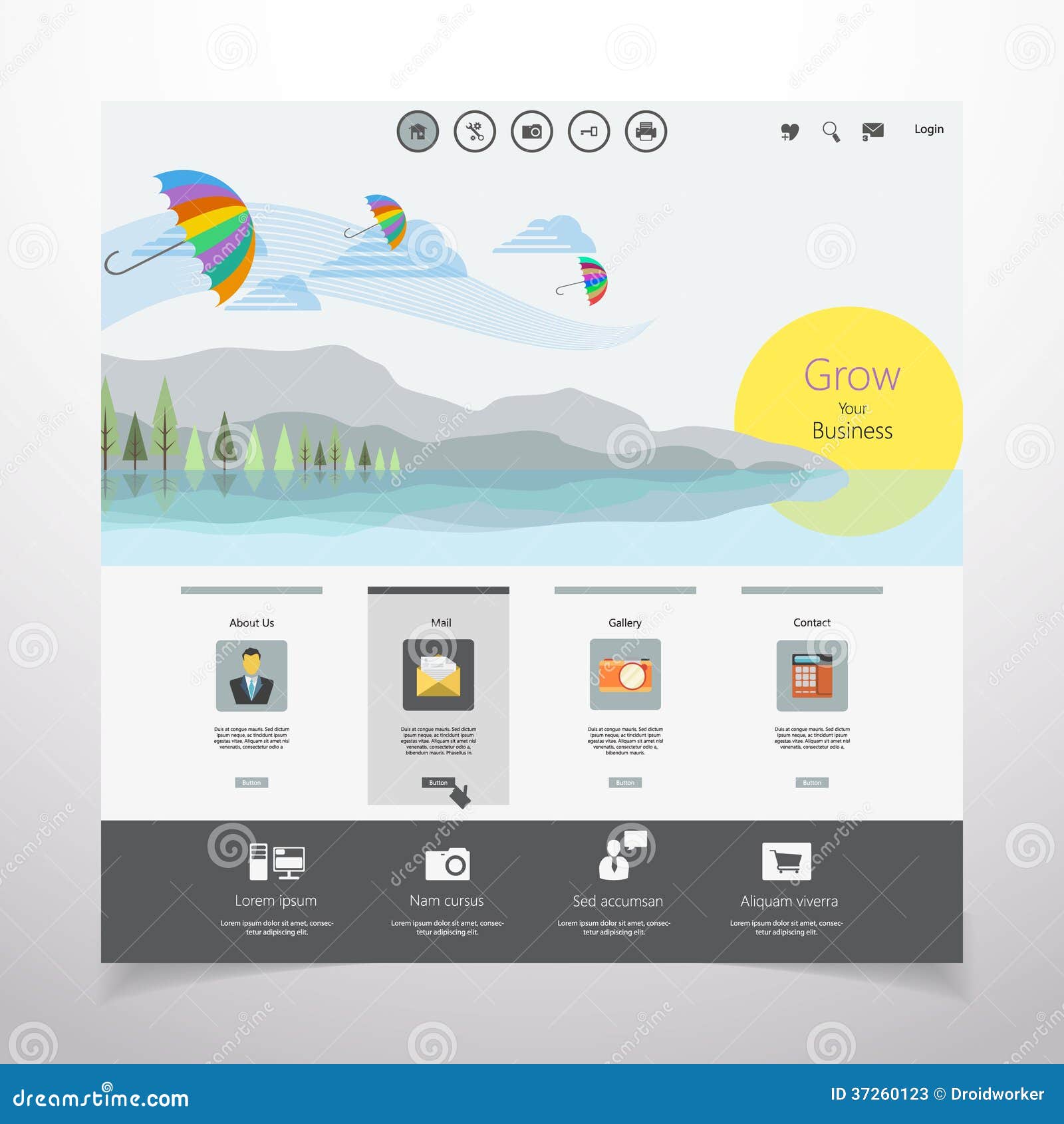 Flat Modern Website Template Stock Vector - Illustration of element ...