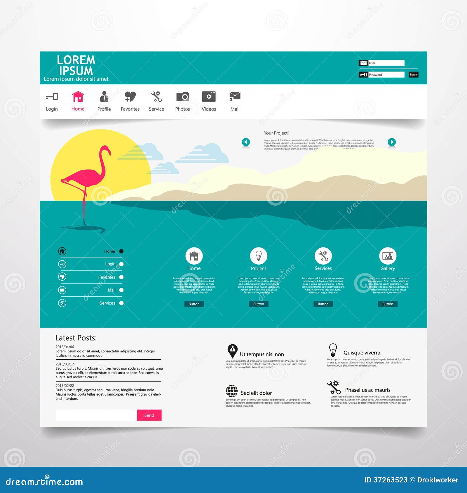 Flat Modern Website Template Stock Vector - Illustration of graphic ...