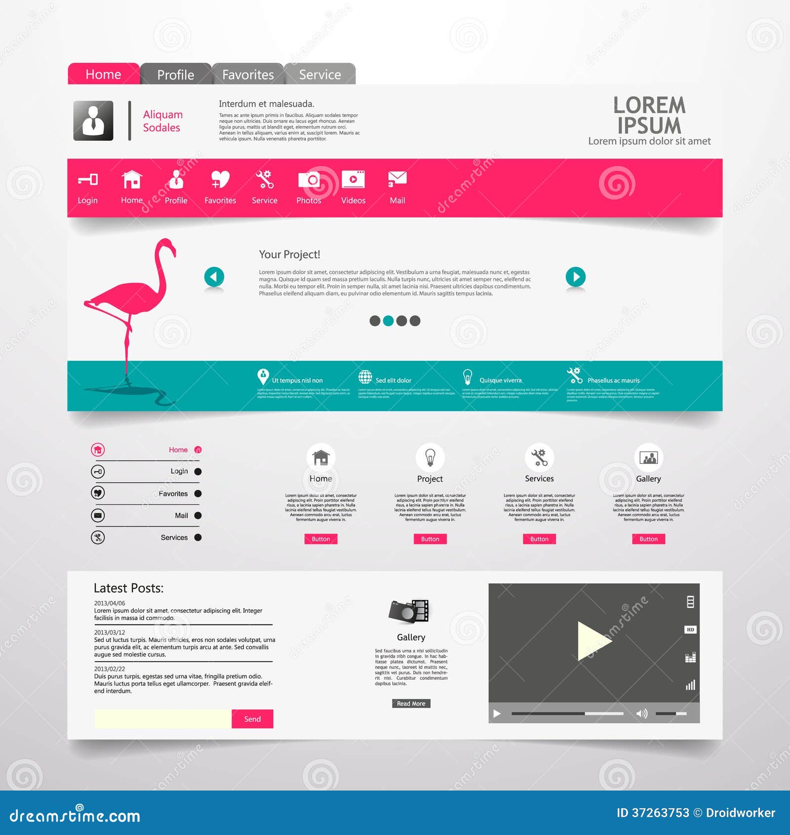 Flat Modern Website Template Stock Vector - Illustration of ...