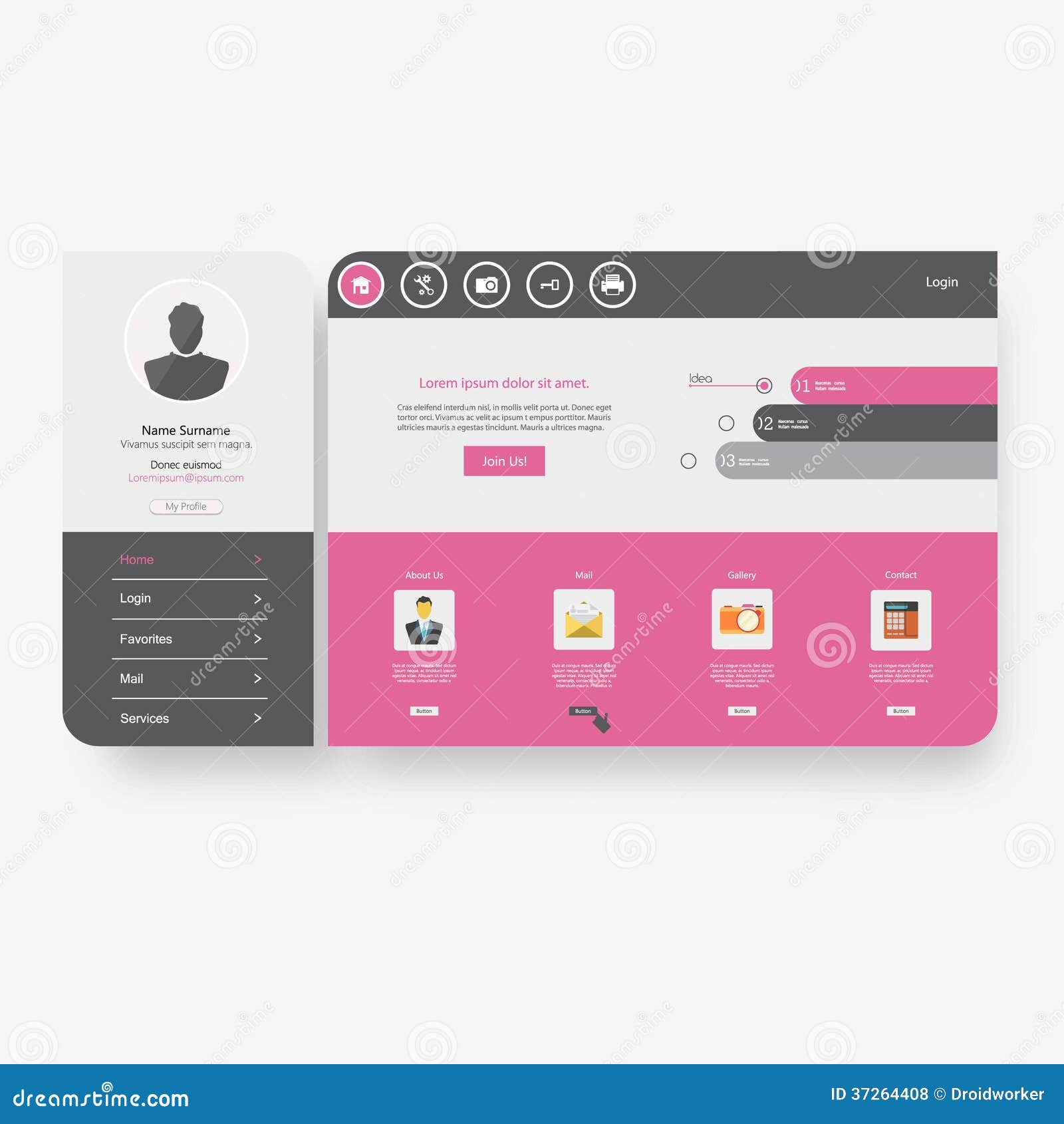 Flat Modern Website Template Stock Vector - Illustration of layout ...